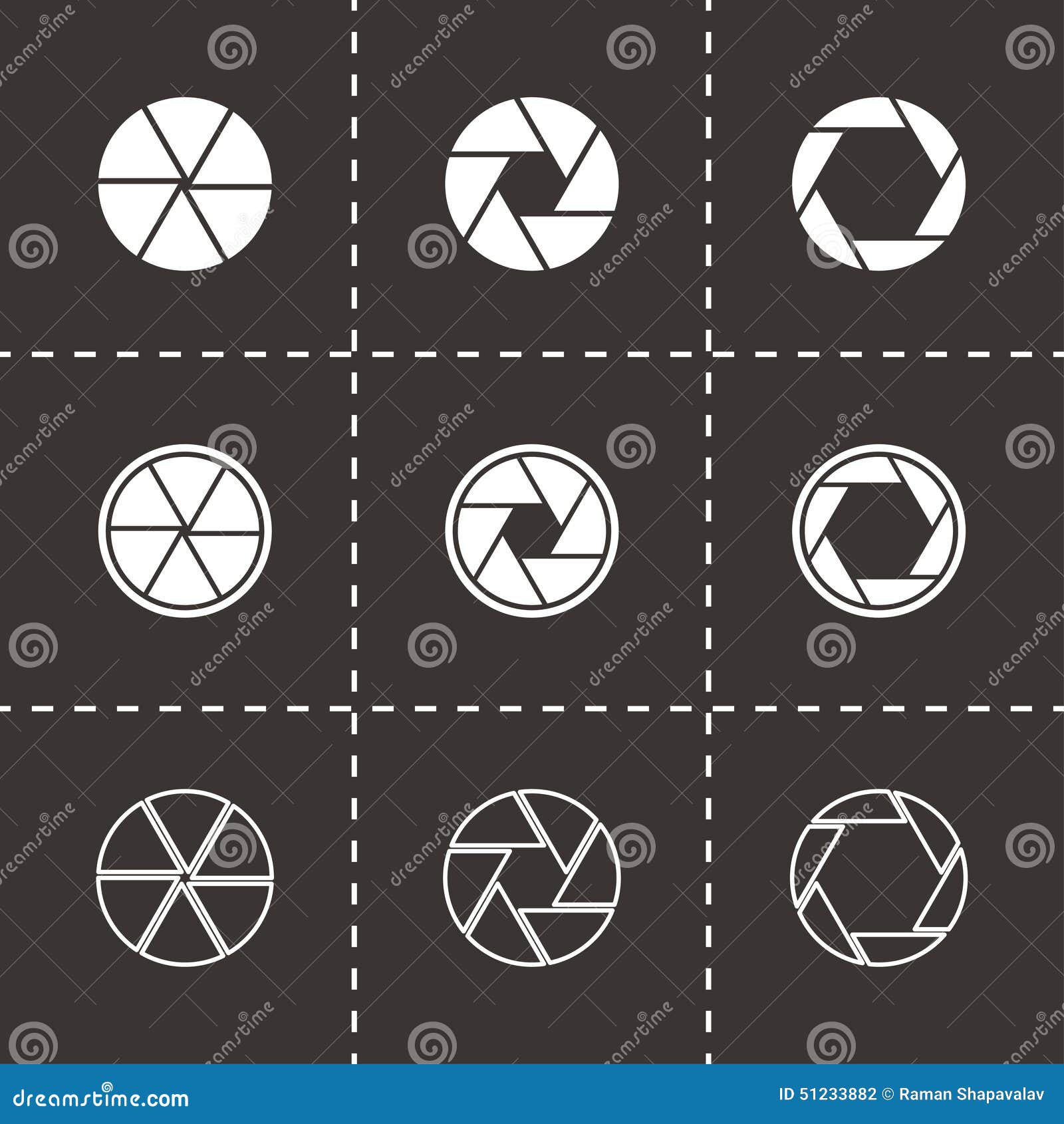 Vector Black Camera Shutter Icon Set Stock Vector - Illustration of ...