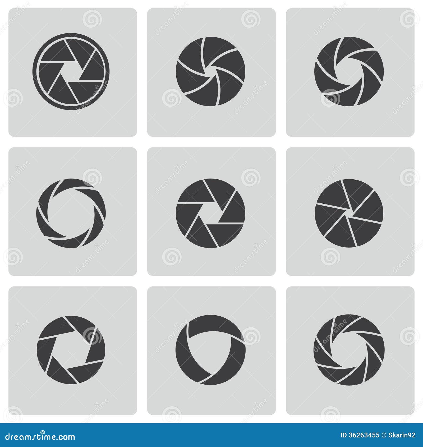 Vector Black Camera Shutter Icons Set Stock Vector - Illustration of ...