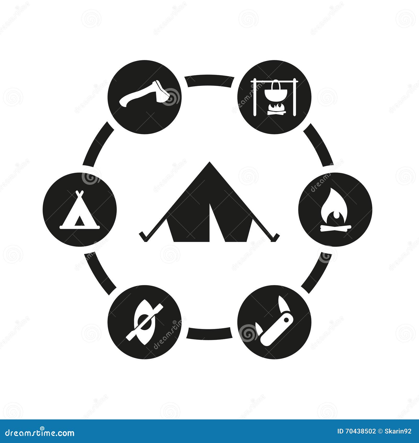 Black Rv Camping Trailer Icon Isolated On White Background. Travel ...