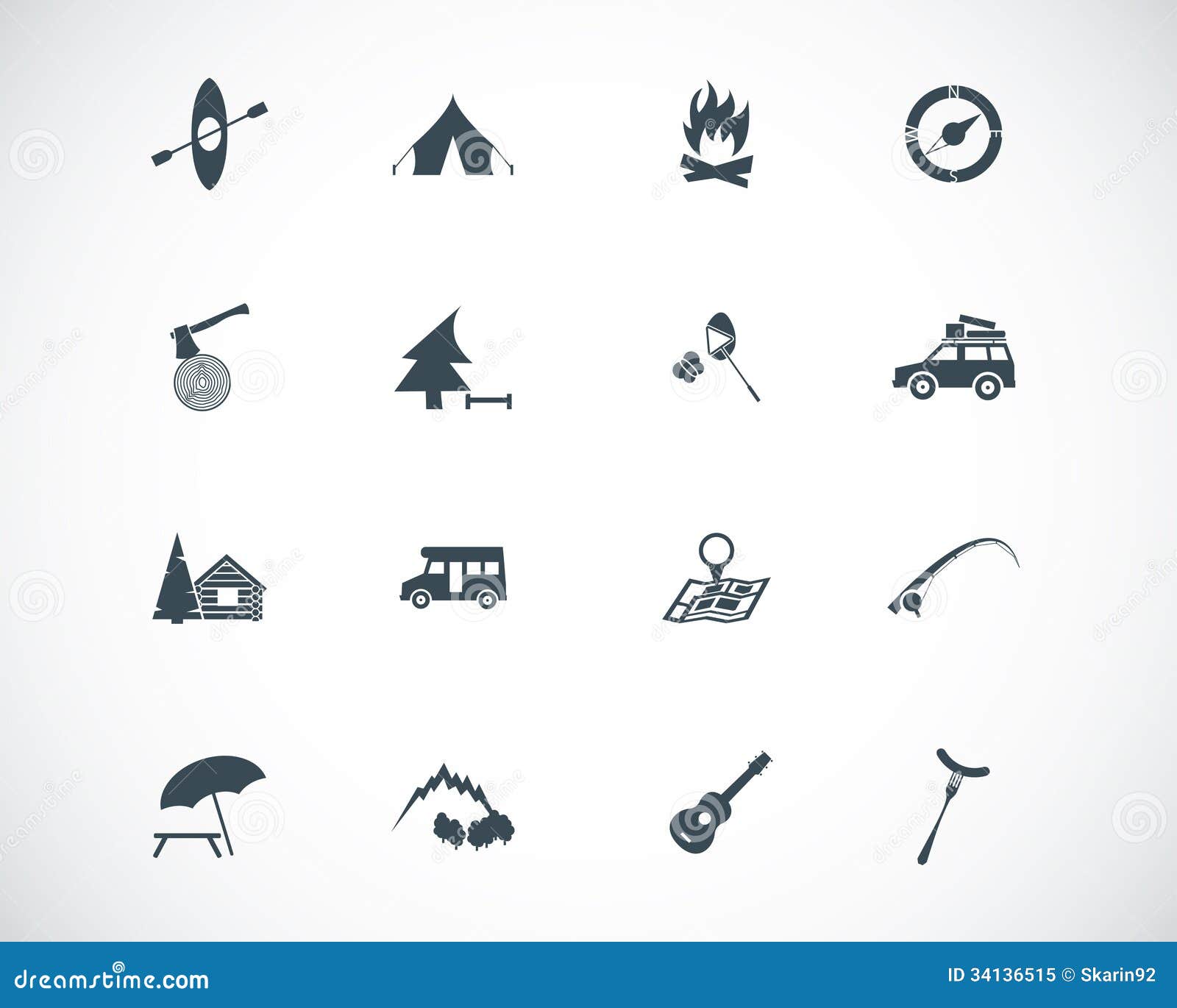 Black Rv Camping Trailer Icon Isolated On White Background. Travel ...