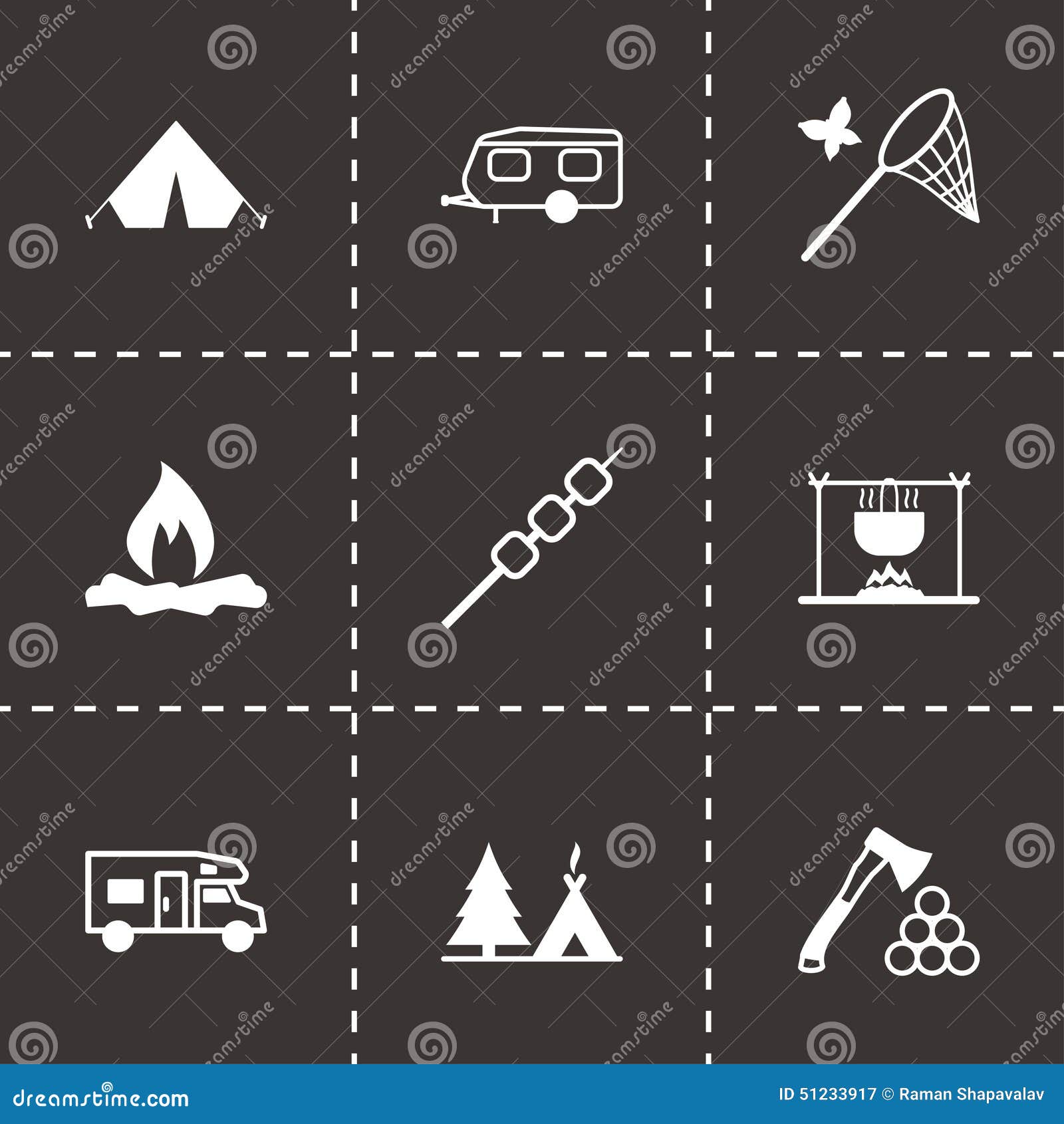 Black Rv Camping Trailer Icon Isolated On White Background. Travel ...