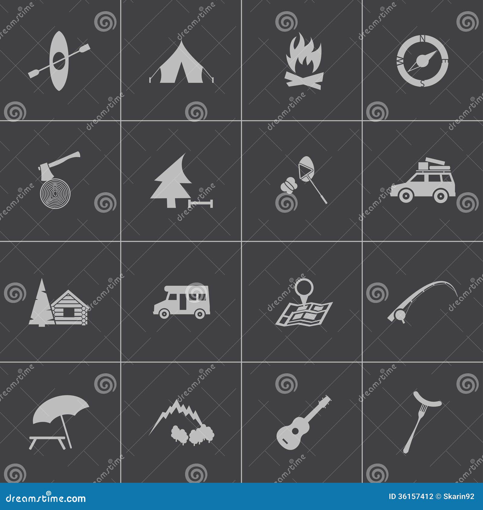 Black Rv Camping Trailer Icon Isolated On White Background. Travel ...