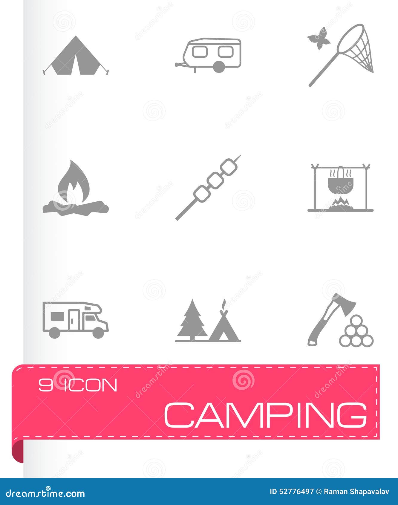 Black Rv Camping Trailer Icon Isolated On White Background. Travel ...