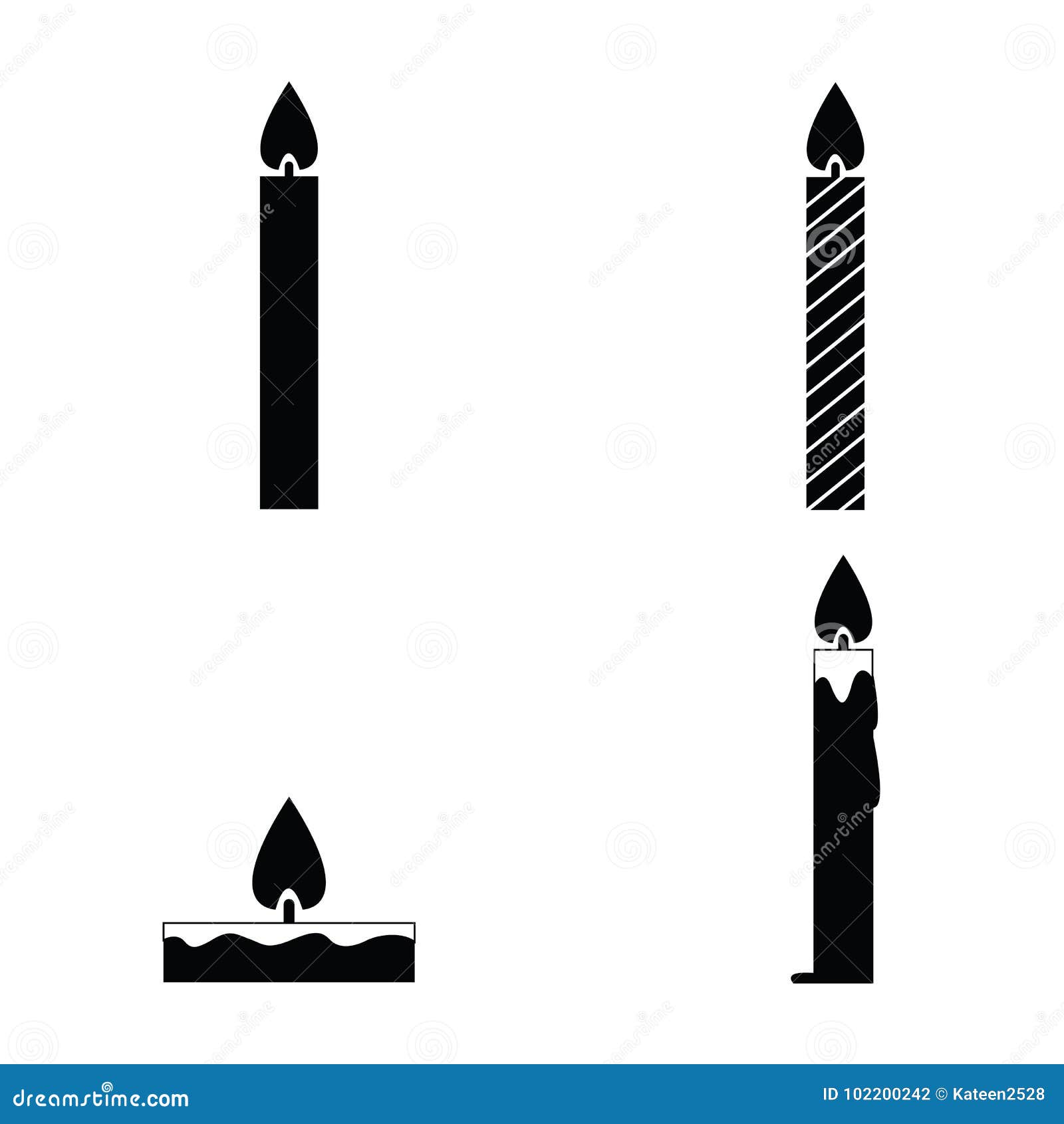 Vector Black Candles Icon Set Stock Vector - Illustration of glow ...