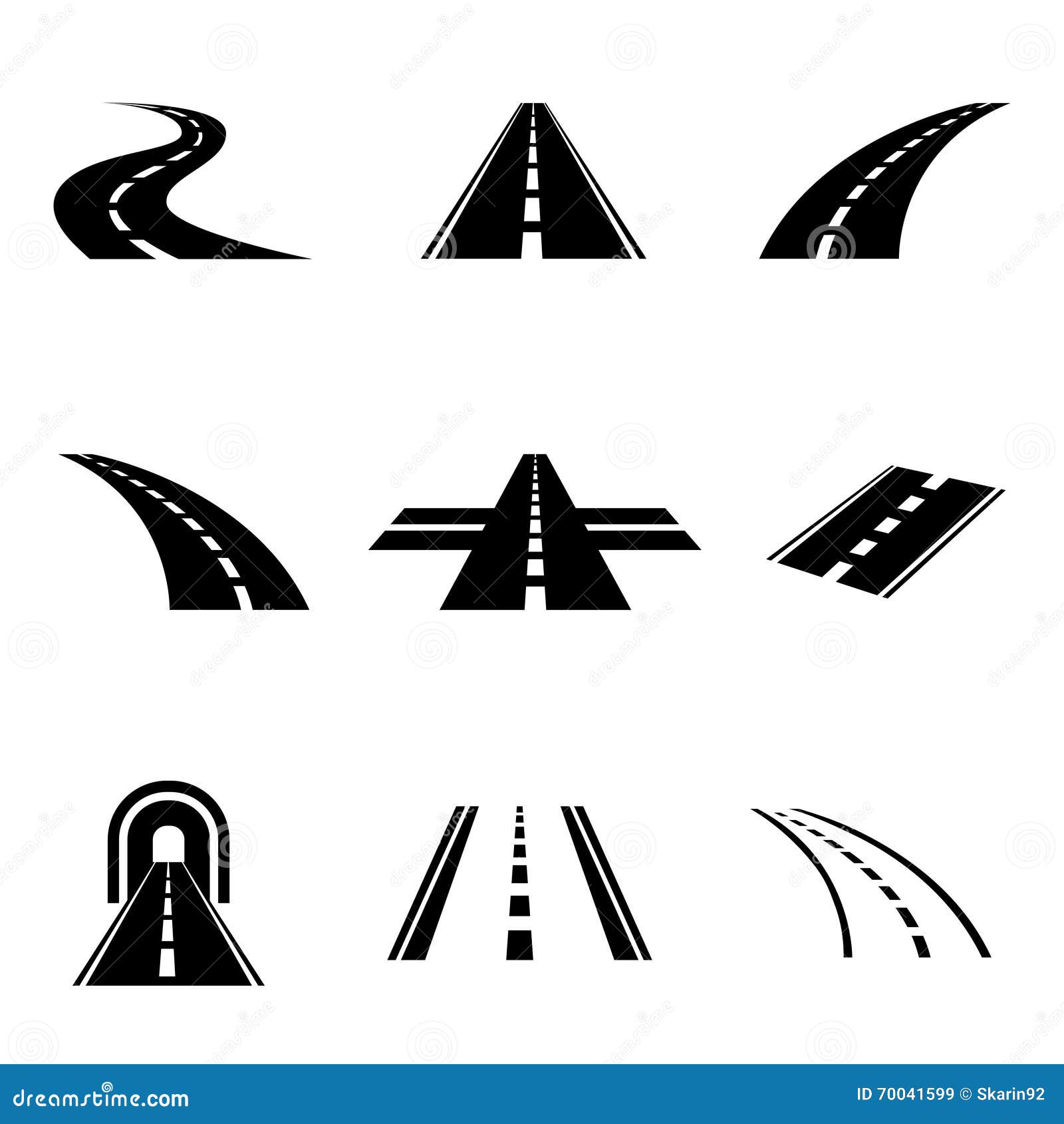 Vector Black Car Road Icons Set Stock Illustration - Illustration of ...