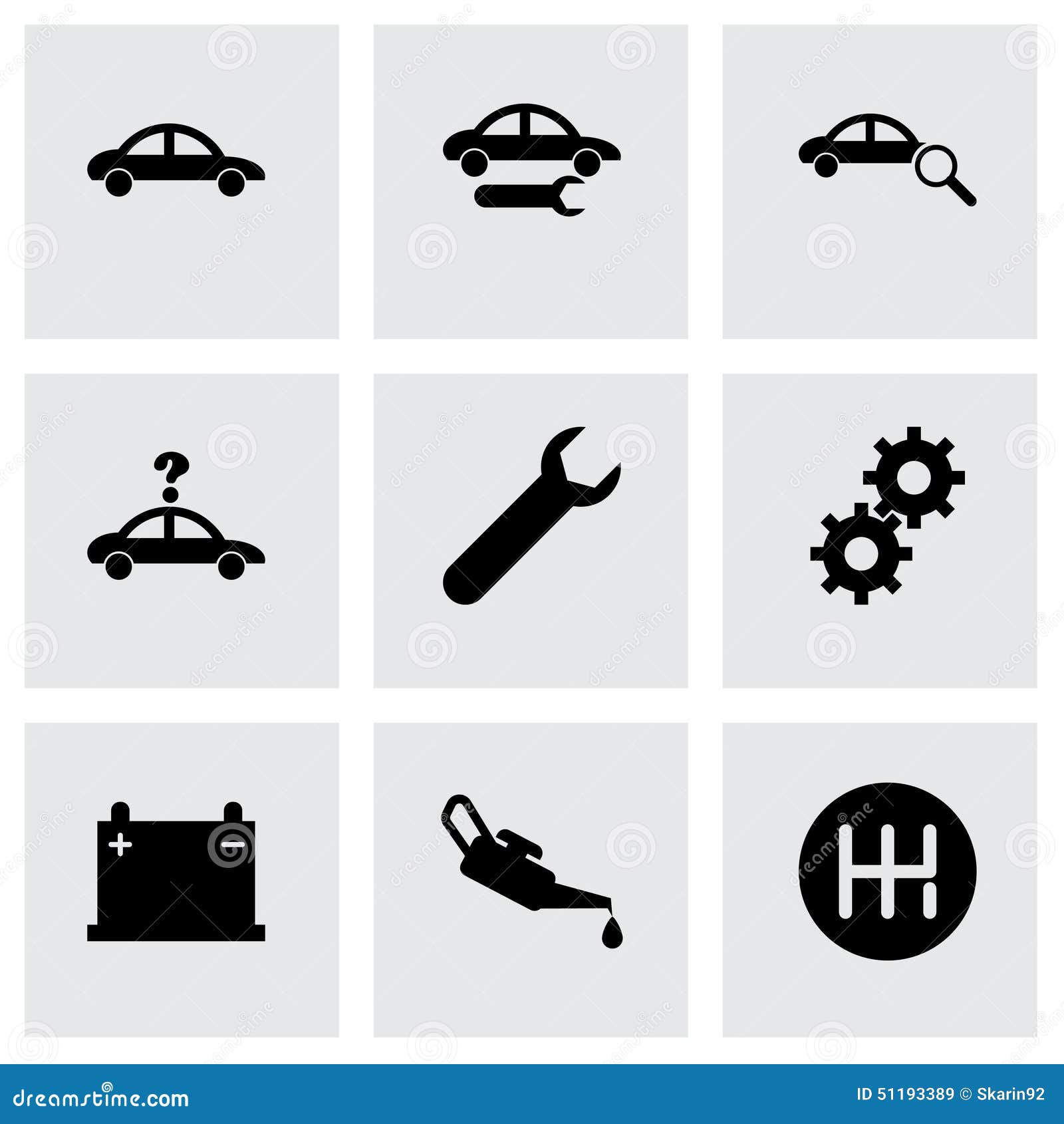 Vector Black Car Service Icon Set Stock Illustration - Illustration of ...