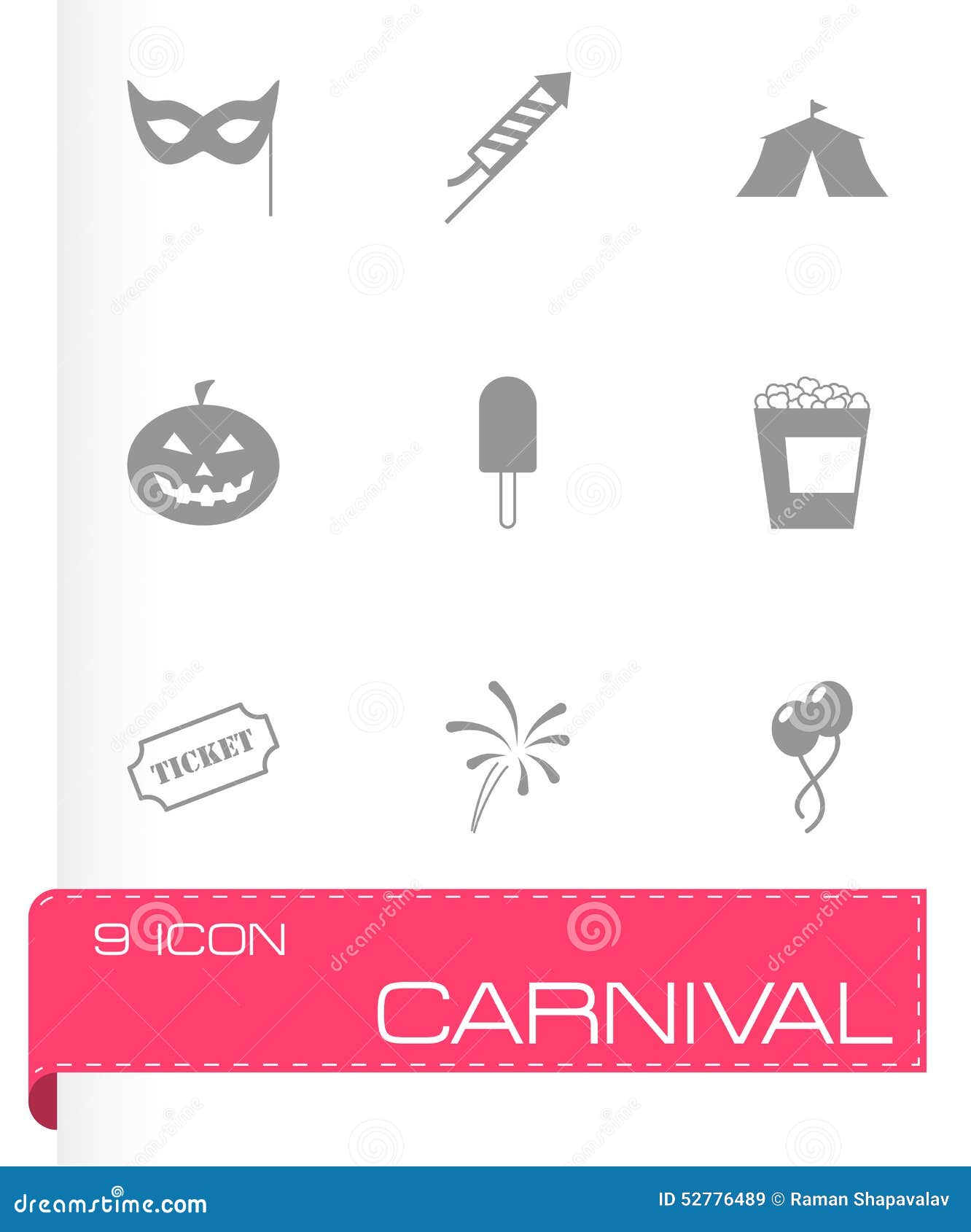 Carnival Icon Set, Black Silhouette Style. Party, Masquerade Collection ...