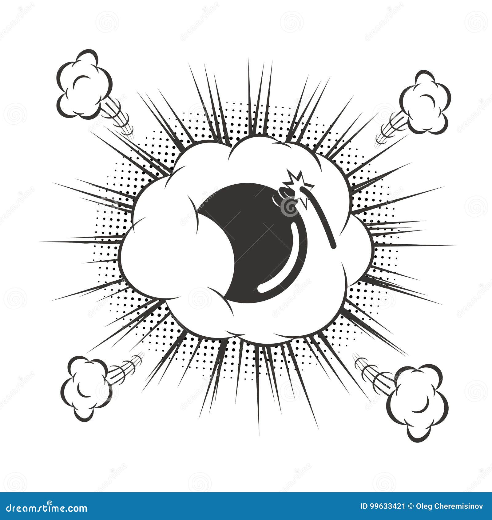 Vector Black Cartoon Bomb Explosion. Stock Vector - Illustration of ...