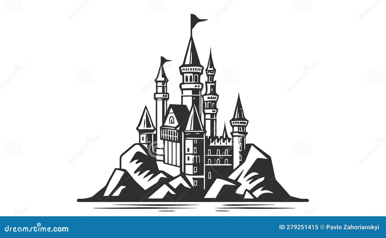 Vector Black Castle Icon, Logo. Vector Illustration Isolated on White ...