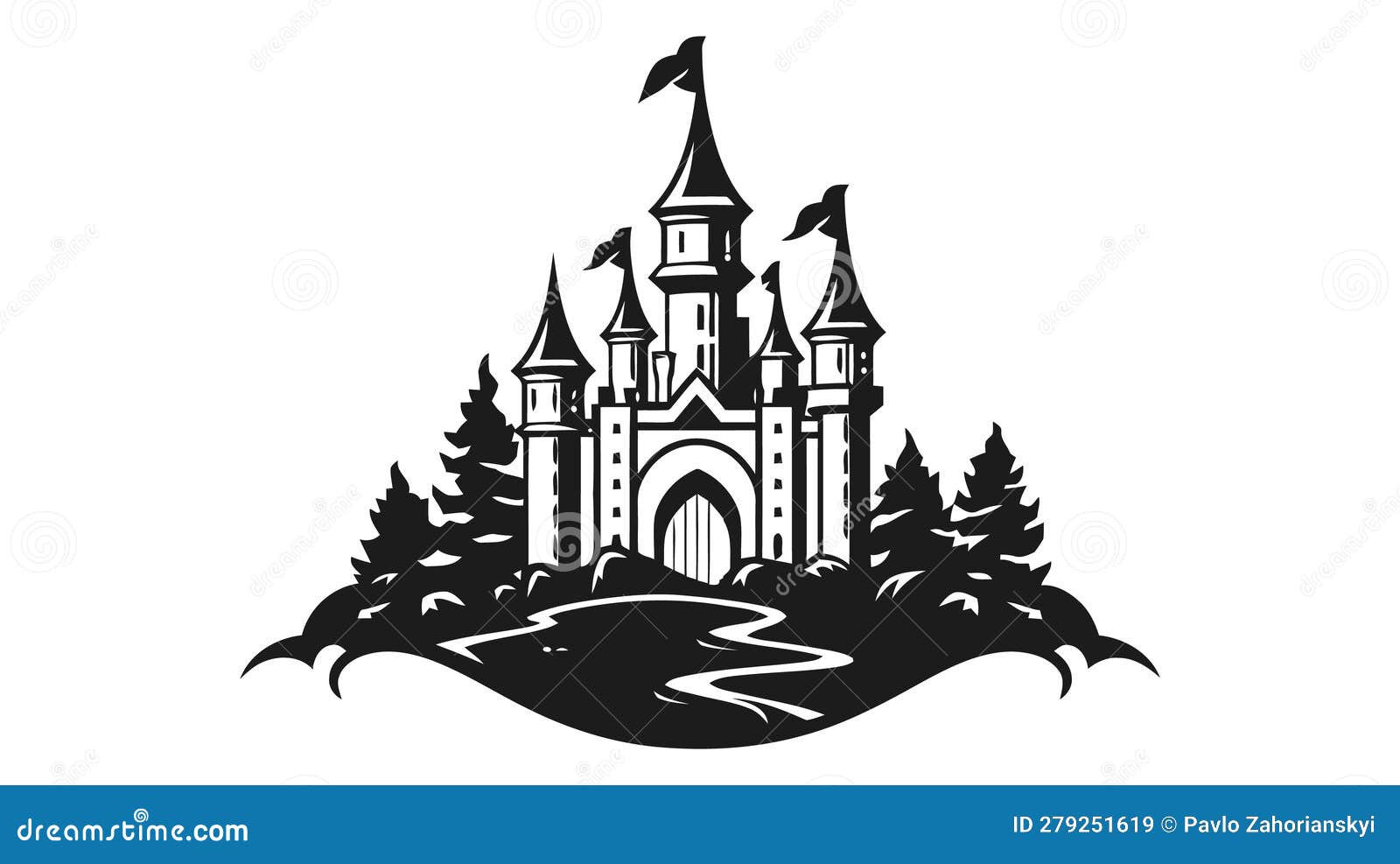 Vector Black Castle Icon, Logo. Vector Illustration Isolated on White ...