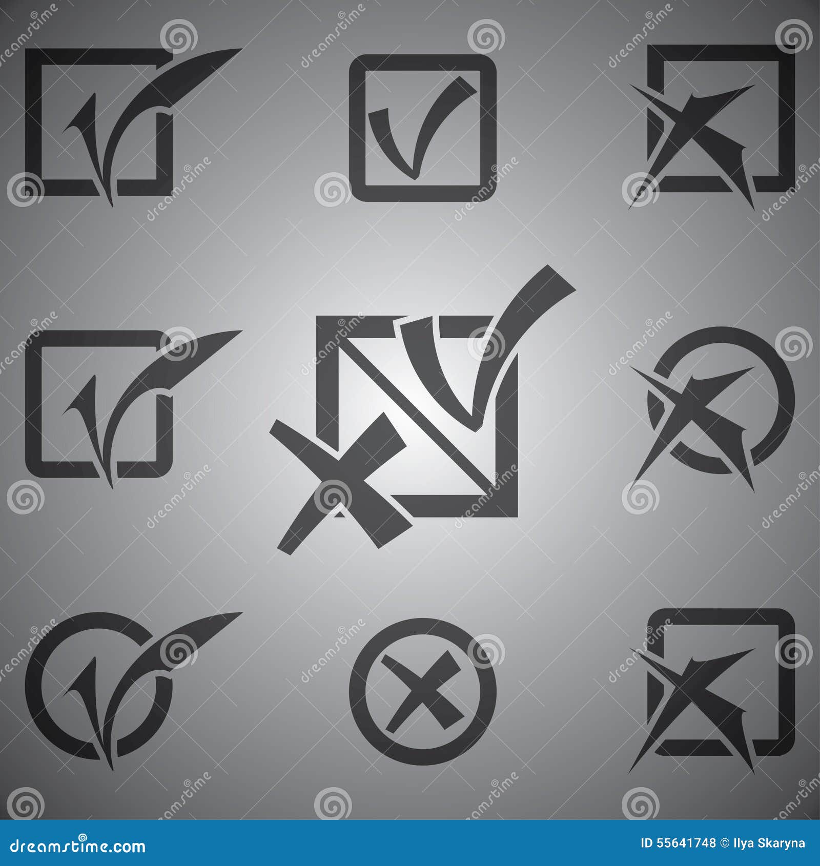 Vector Black Check Marks Icons Set | CartoonDealer.com #55641748