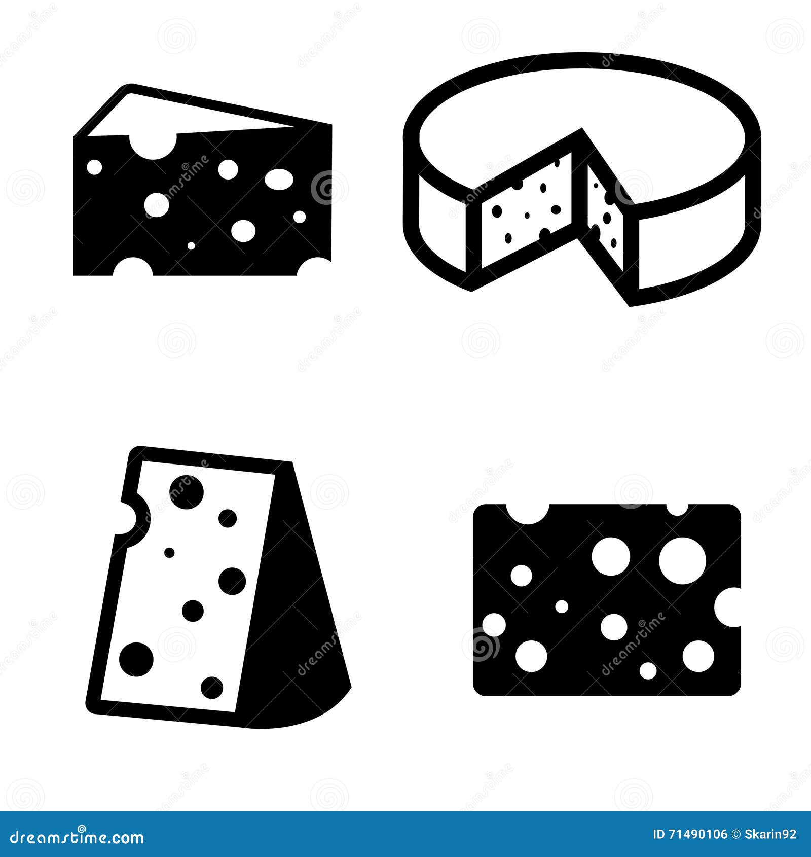 Vector Black Cheeses Icons Set Stock Illustration - Illustration of ...