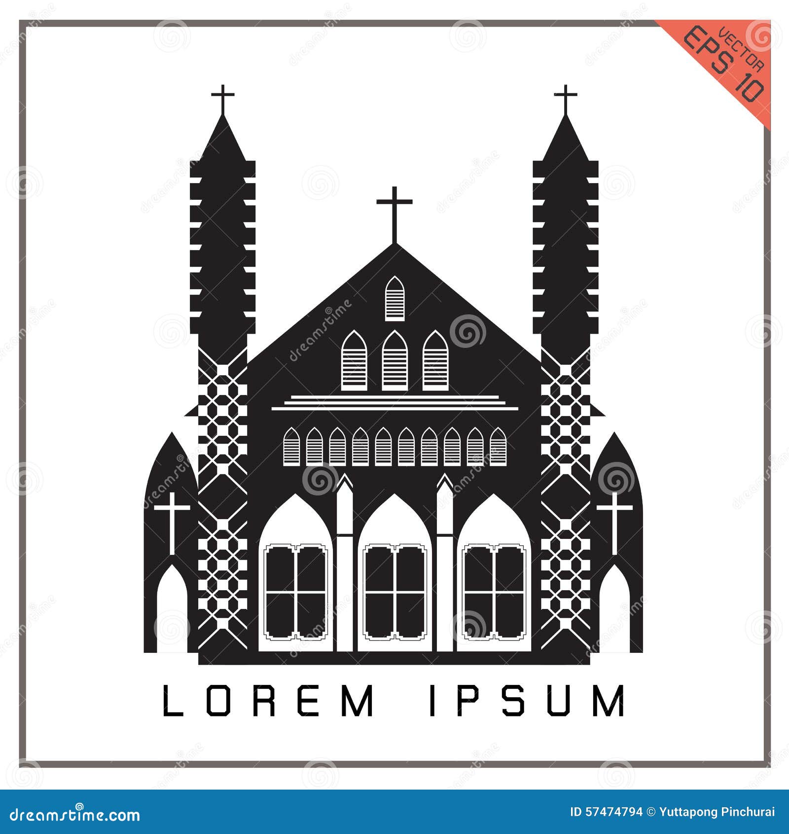 Vector Black Church Icon Set on White Background Stock Vector ...