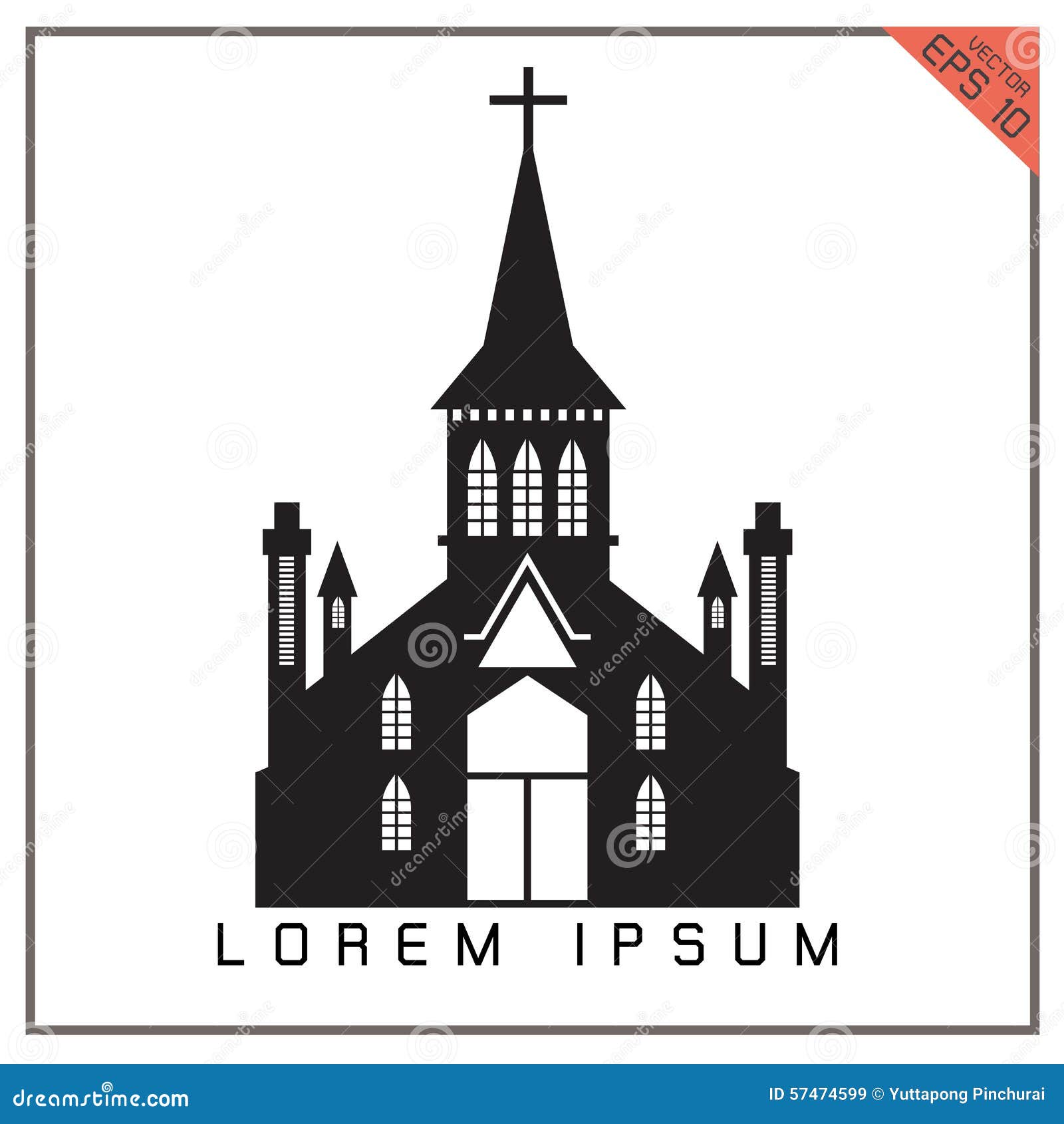 Vector Black Church Set Icon on White Background Stock Vector ...
