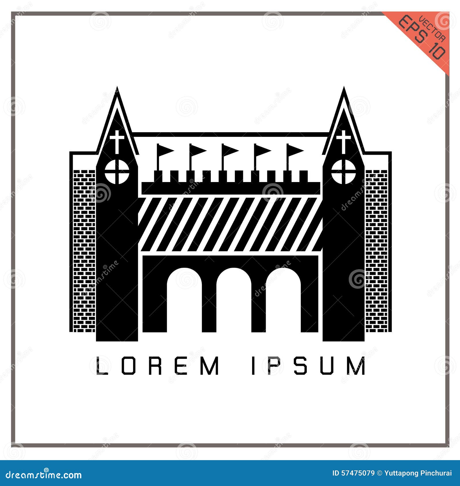 Vector Black Church Set Icon on White Background Stock Vector ...