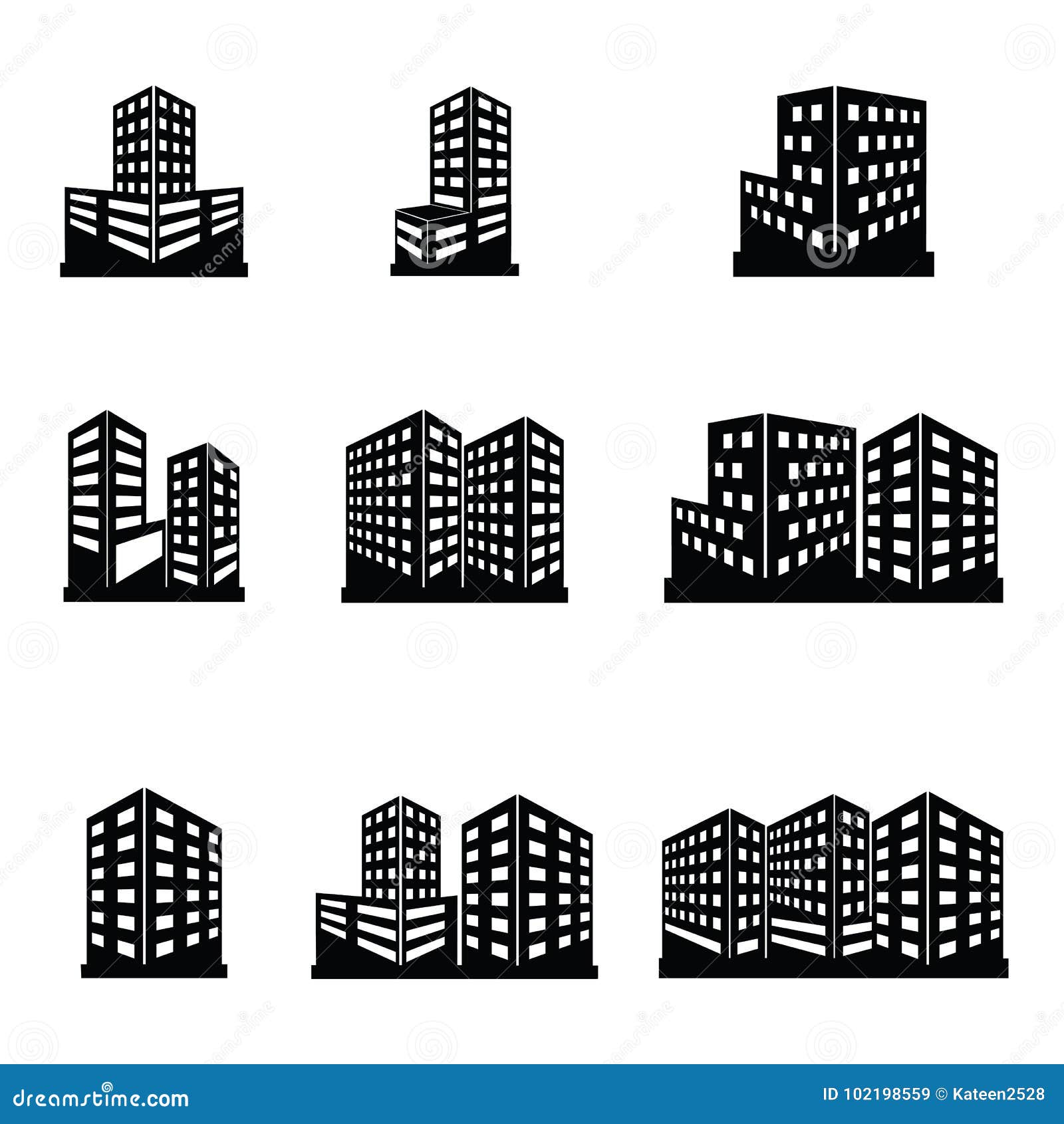 Vector Black City Icons Set Stock Vector - Illustration of neighborhood ...