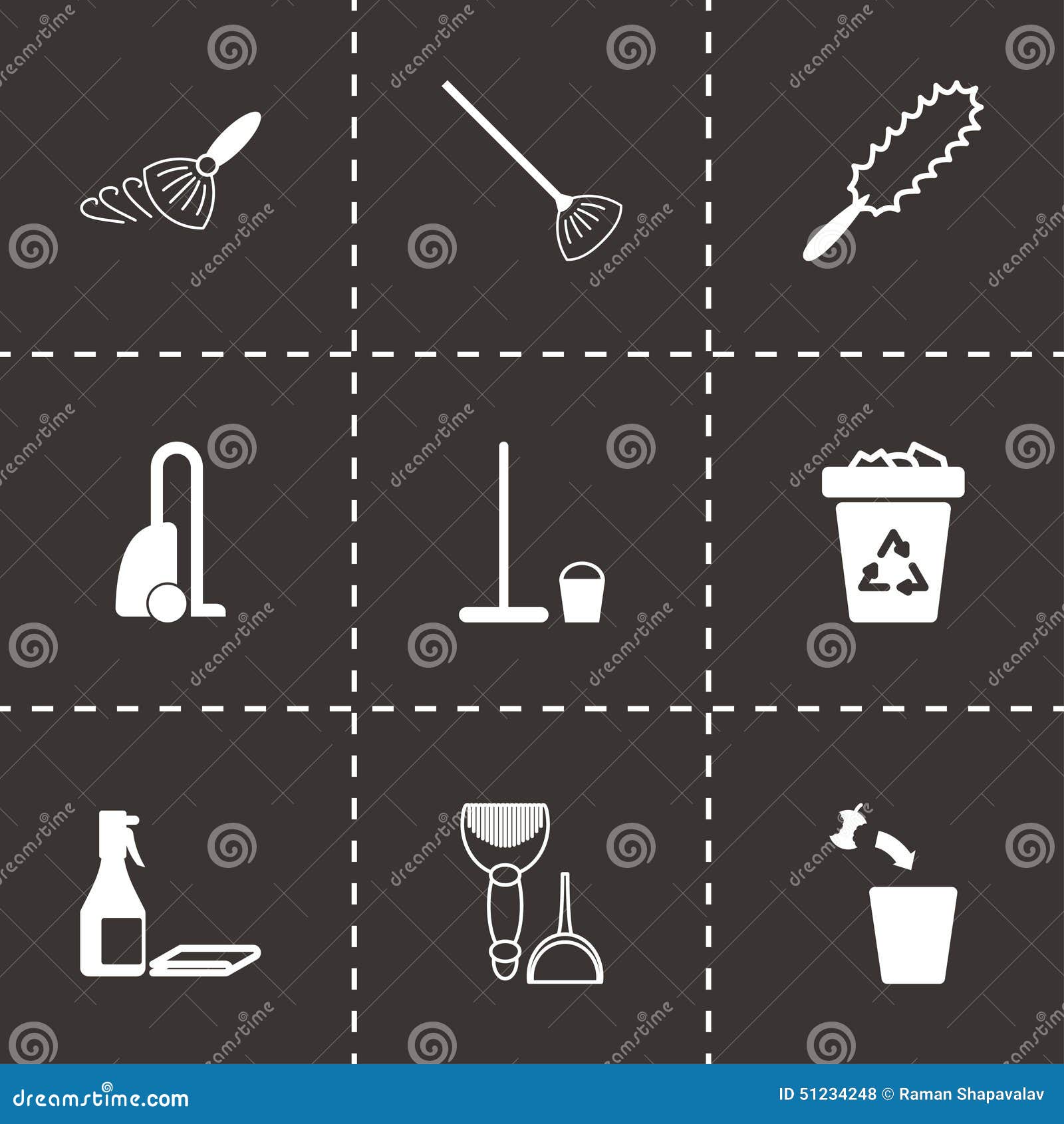 Vector Black Cleaning Icons Set Stock Vector - Illustration of ...