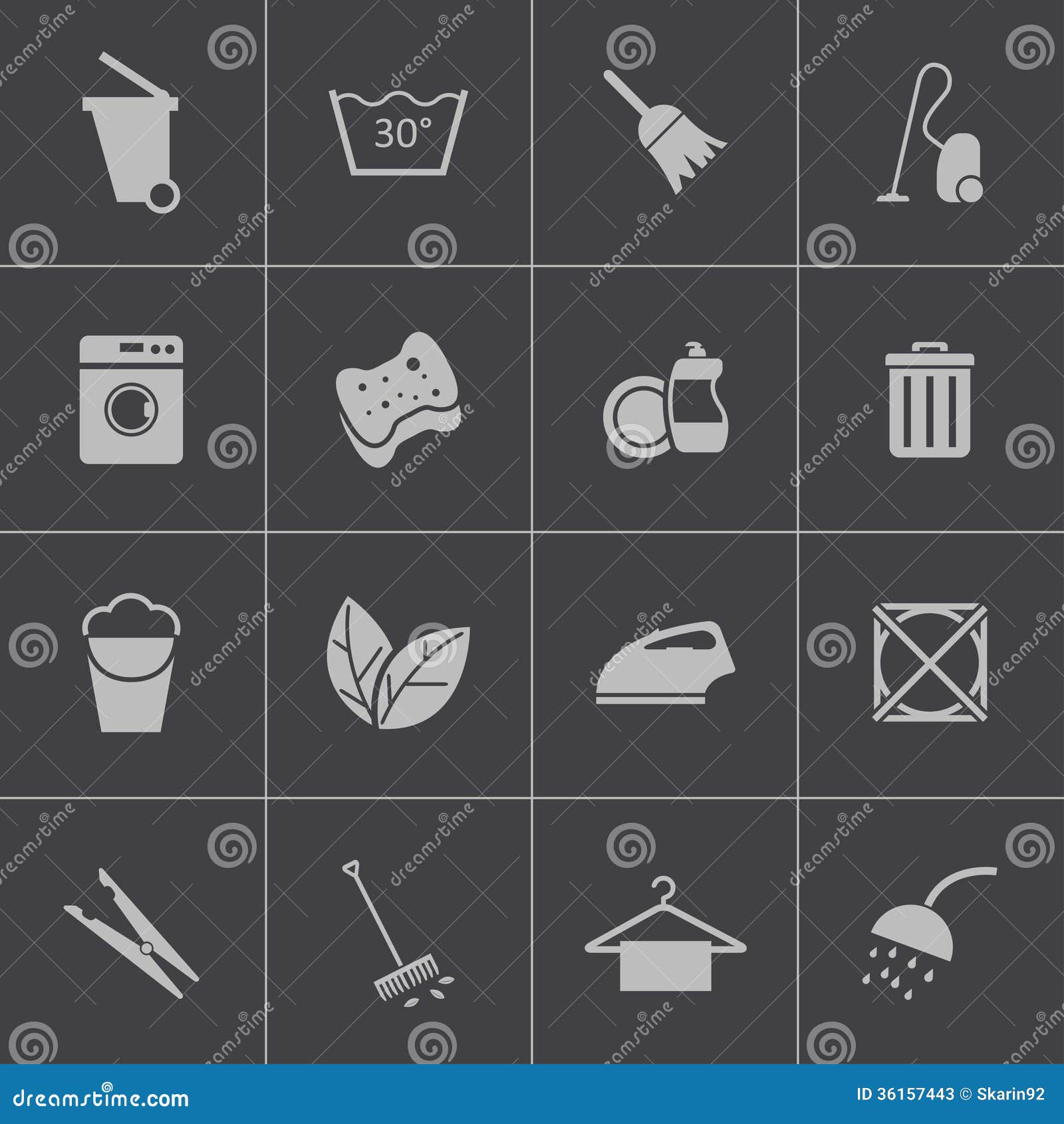 Vector Black Cleaning Icons Set Stock Vector - Illustration of clip ...