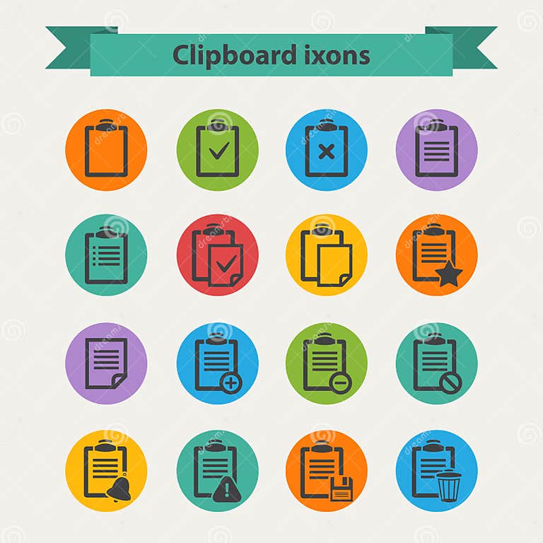 Vector Black Clipboard Icons Set in Flat Style Stock Vector ...