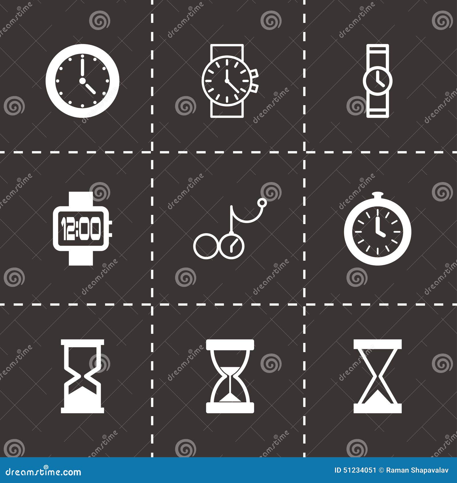 Vector Black Clock Icon Set Stock Vector - Illustration of vector, sign ...