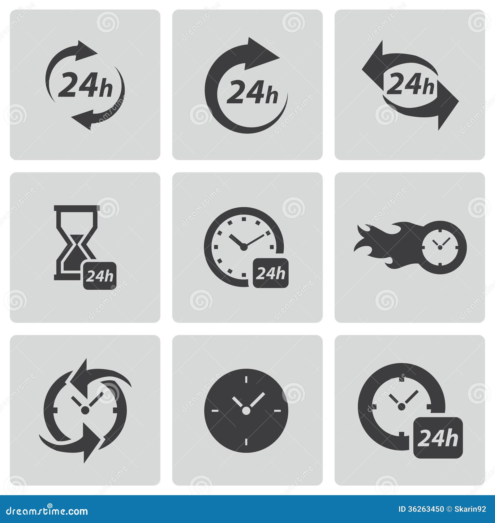 Clock Icons With Different Times - Vector Illustrations Isolated On ...