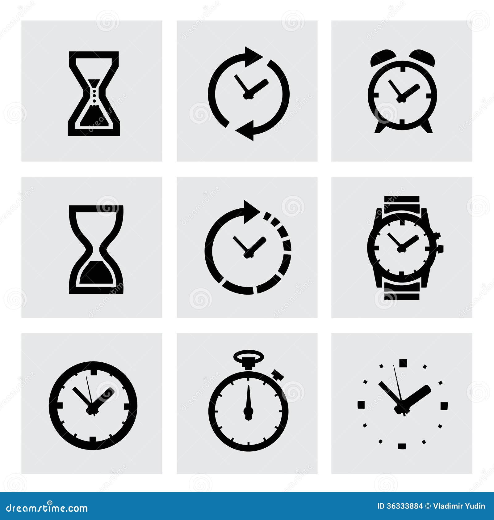 Vector black clocks icons stock vector. Illustration of sign - 36333884