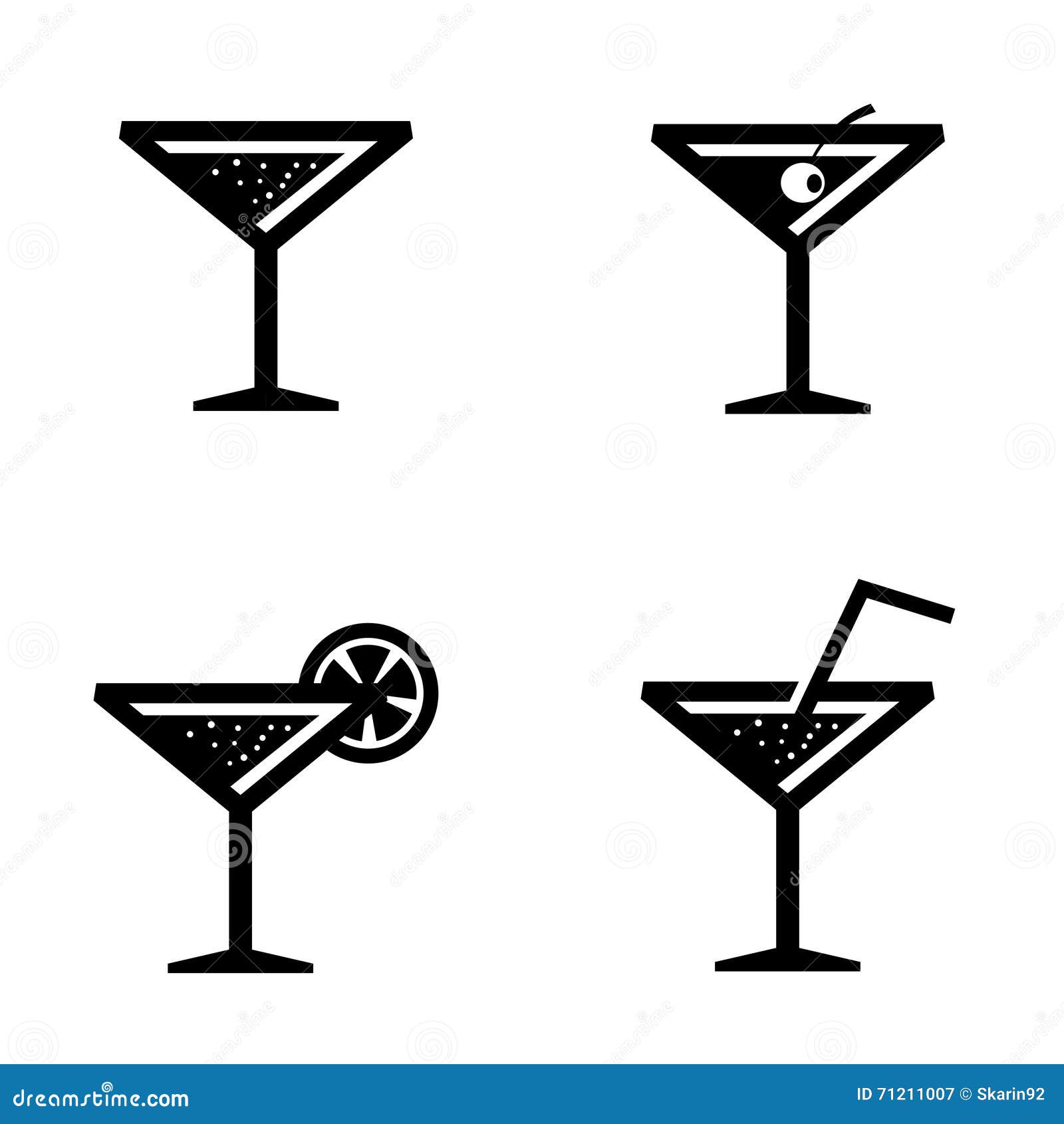 Vector Black Cocktail Icons Set Stock Illustration Illustration Of