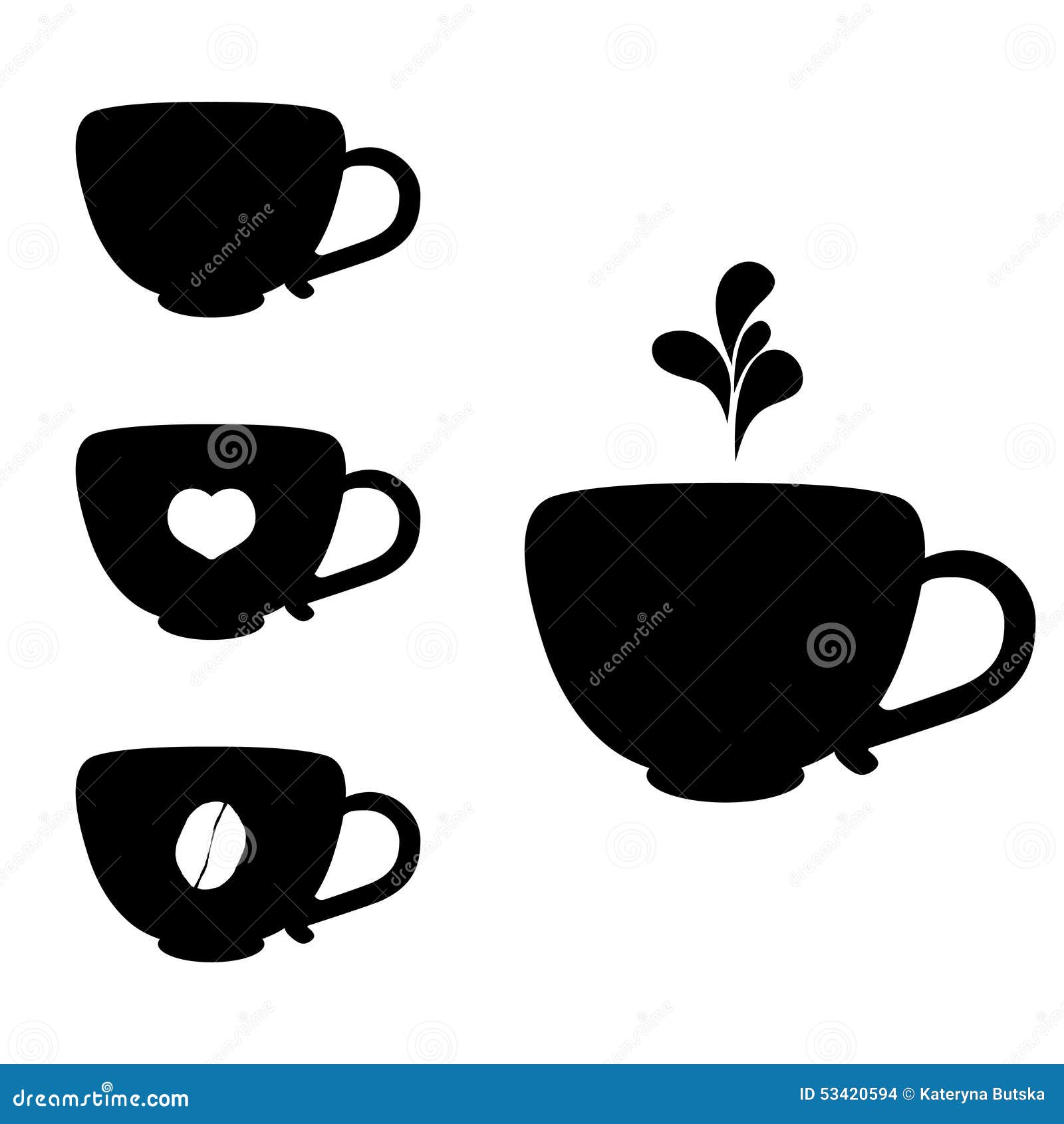 Vector Black Coffee Icons Set Isolated on White. Stock Illustration ...