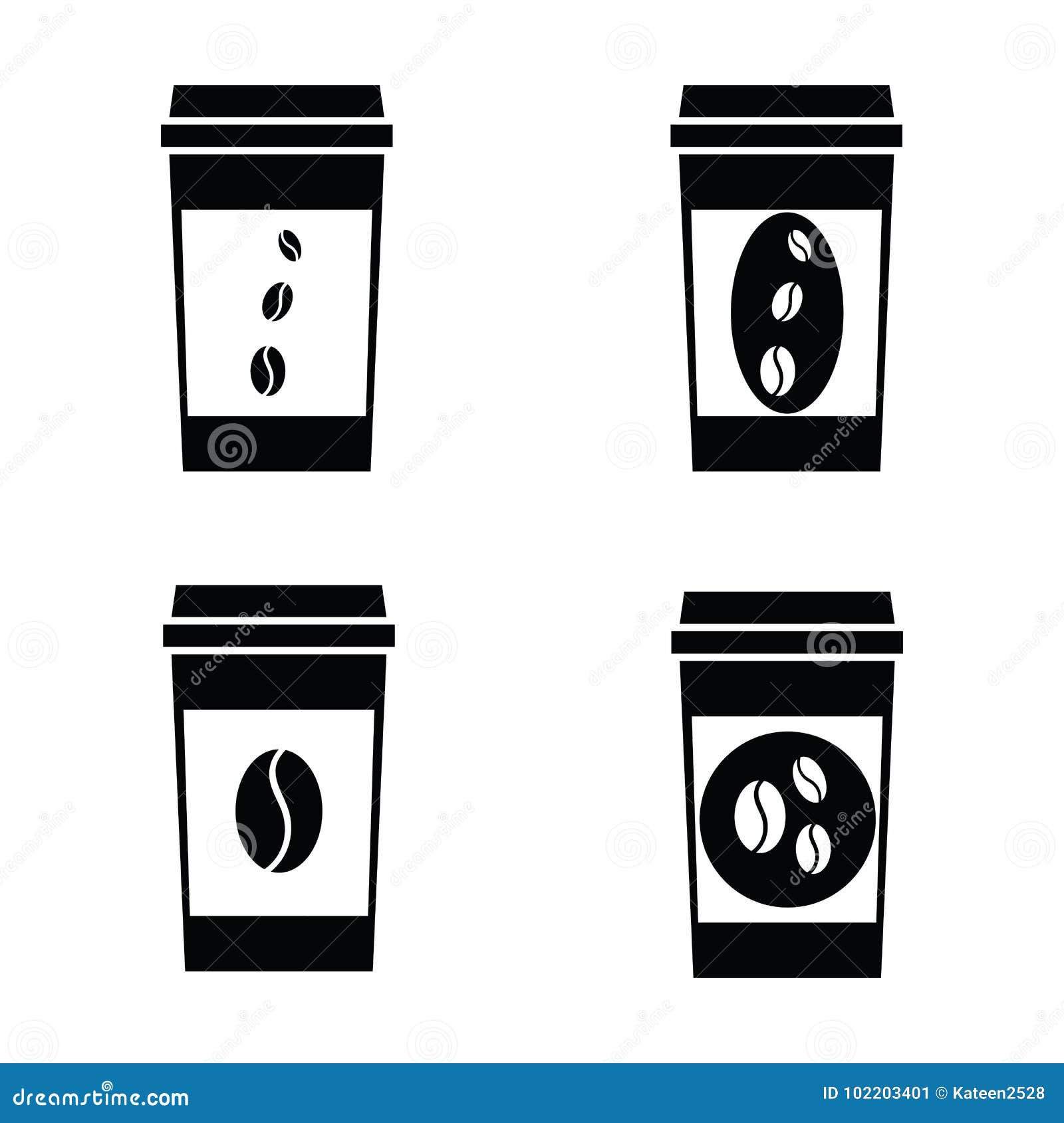 Vector Black Coffee Icons Set Stock Vector - Illustration of espresso ...