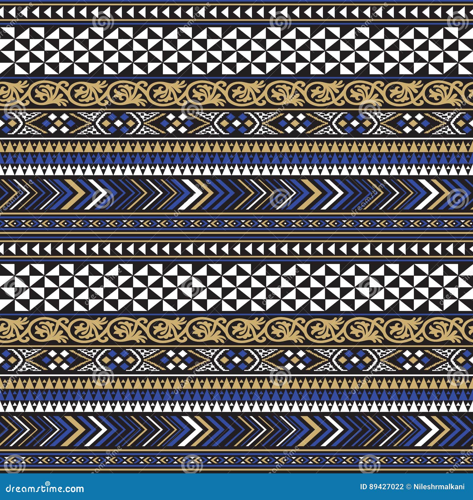 Vector Black Colorful Tribal Seamless Pattern Stock Vector ...