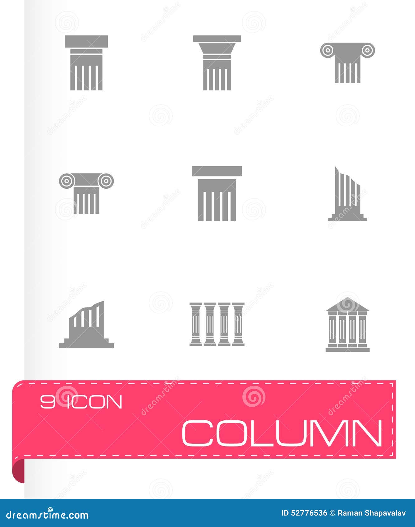 Vector Black Column Icon Set Stock Vector - Illustration of pillar ...
