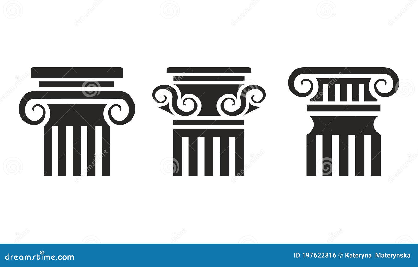 Ancient Columns Vector Icon Set. Vector Black Column Icons Set on White ...