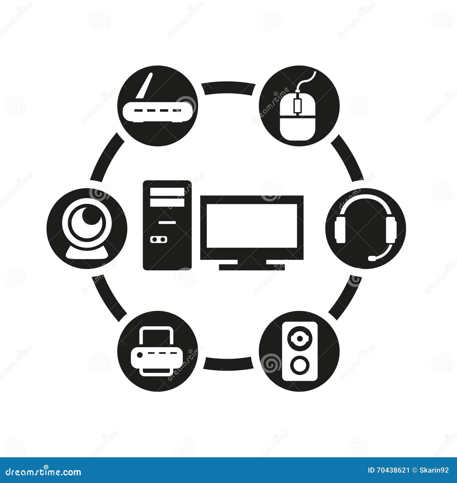 Vector Black Computer Icon Set Stock Illustration - Illustration of ...