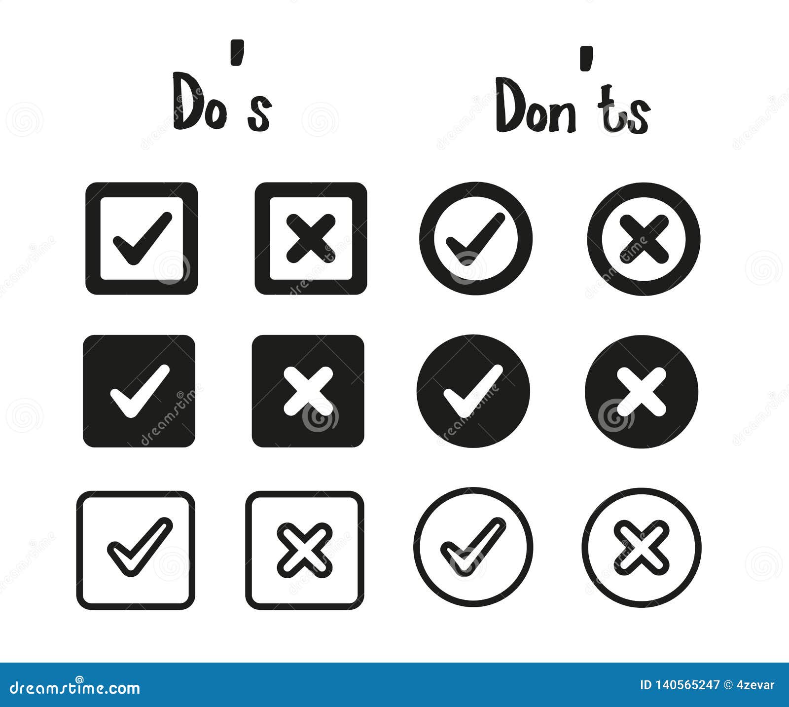 Vector Black Confirm Icons Set Do`s, Don`ts Stock Vector - Illustration ...