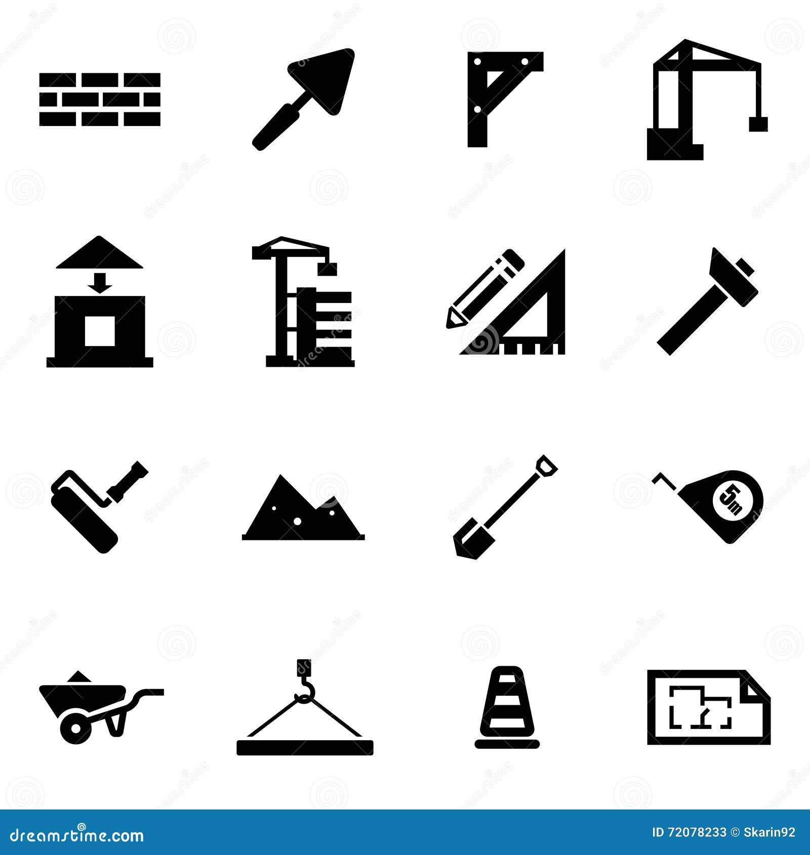 Vector Black Construction Icon Set Stock Illustration - Illustration of ...