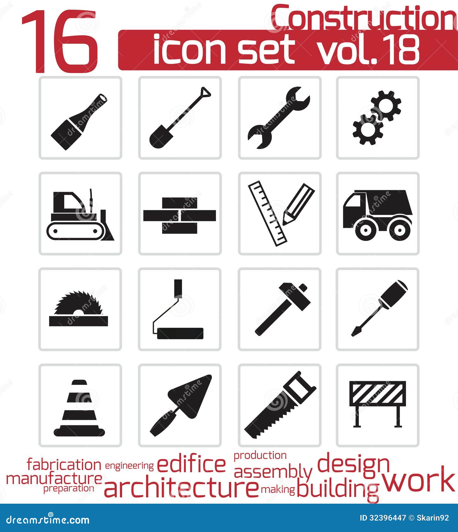 Vector Black Construction Icons Stock Illustration - Illustration of ...