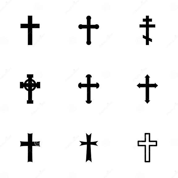 Vector Black Crosses Icon Set Stock Vector - Illustration of belief ...