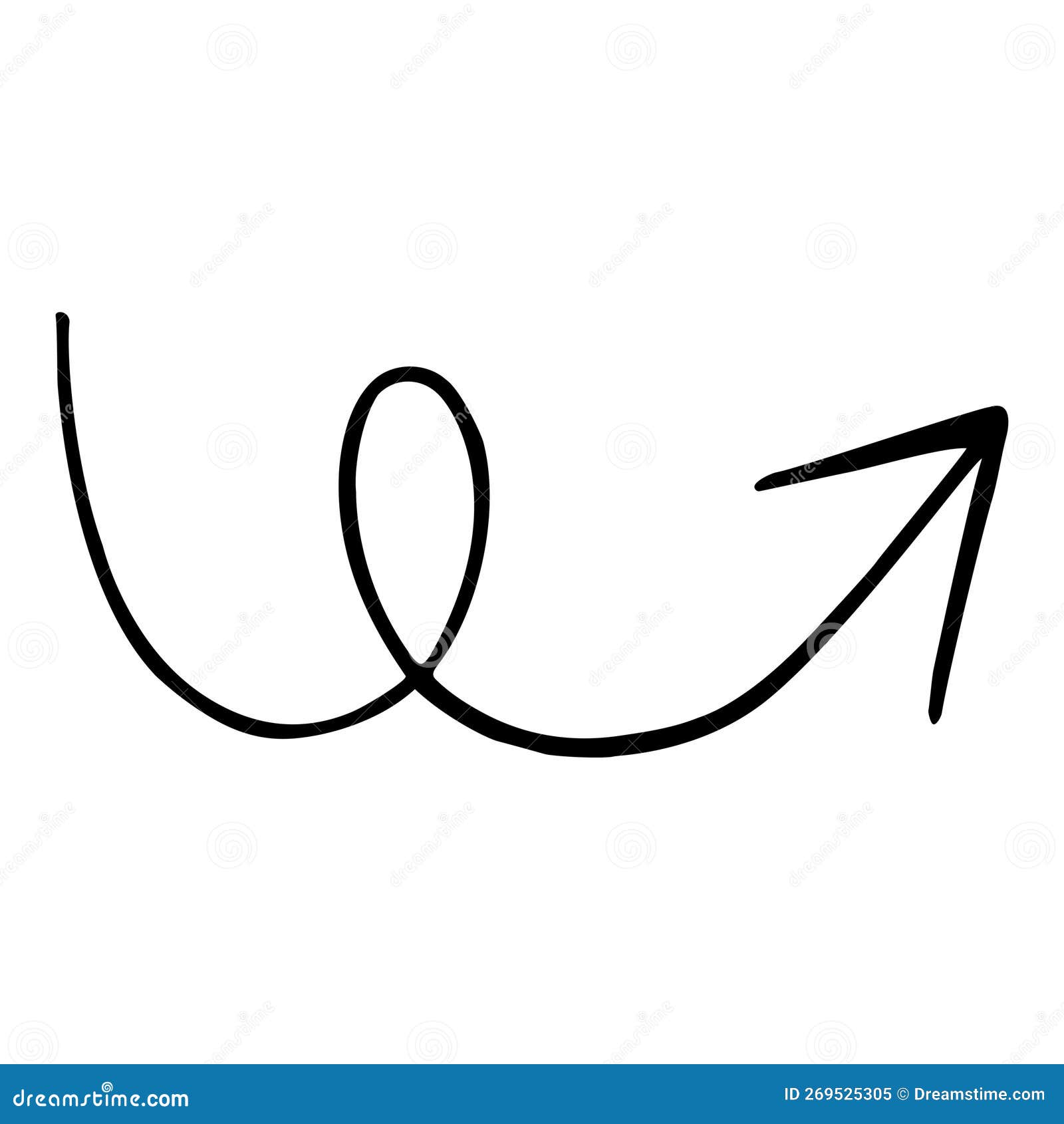 Curly Arrow Linear Pointer Doodle Cartoon Vector | CartoonDealer.com ...