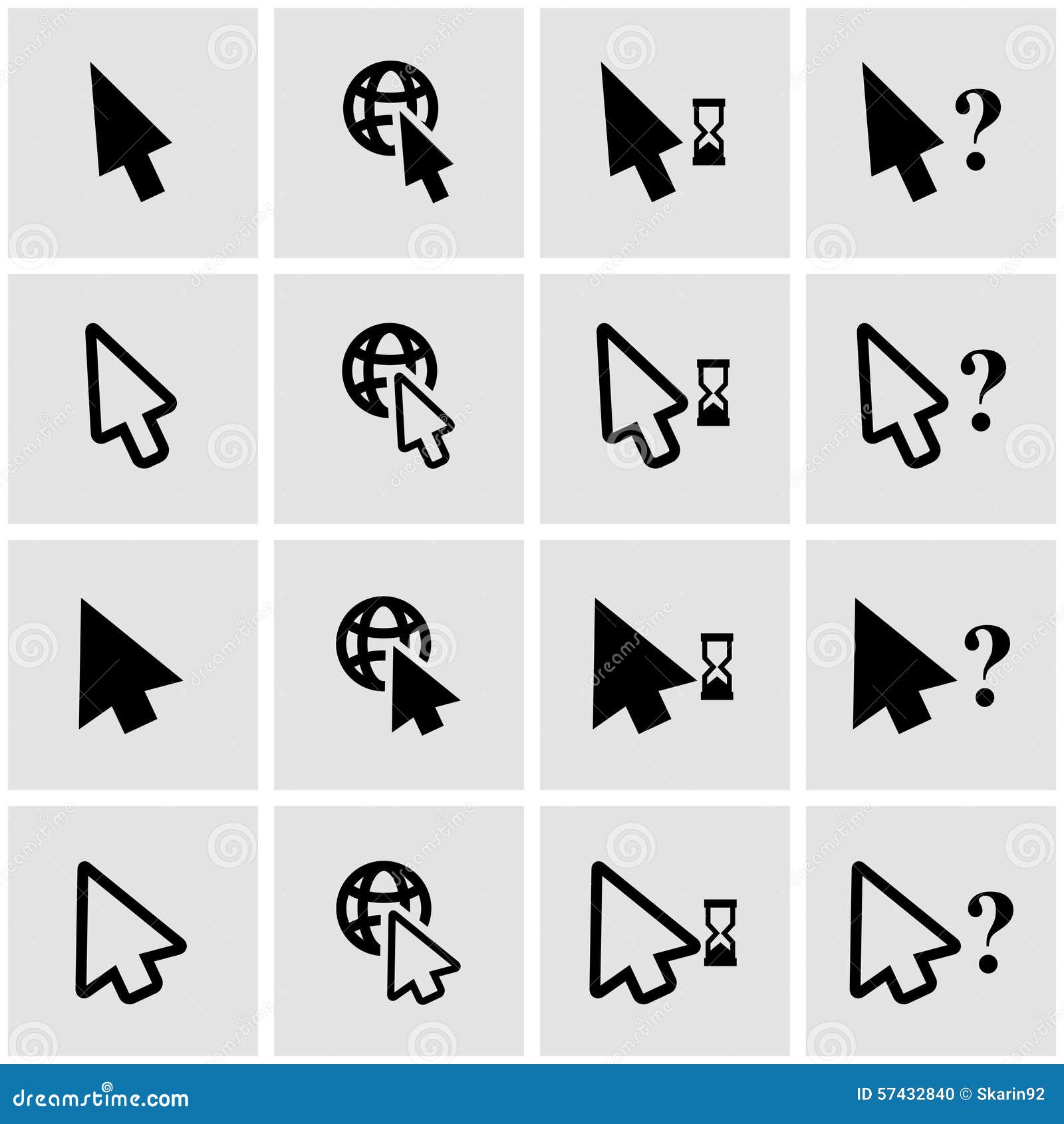 Vector Black Cursor Card Icon Set Stock Photo | CartoonDealer.com #57432840