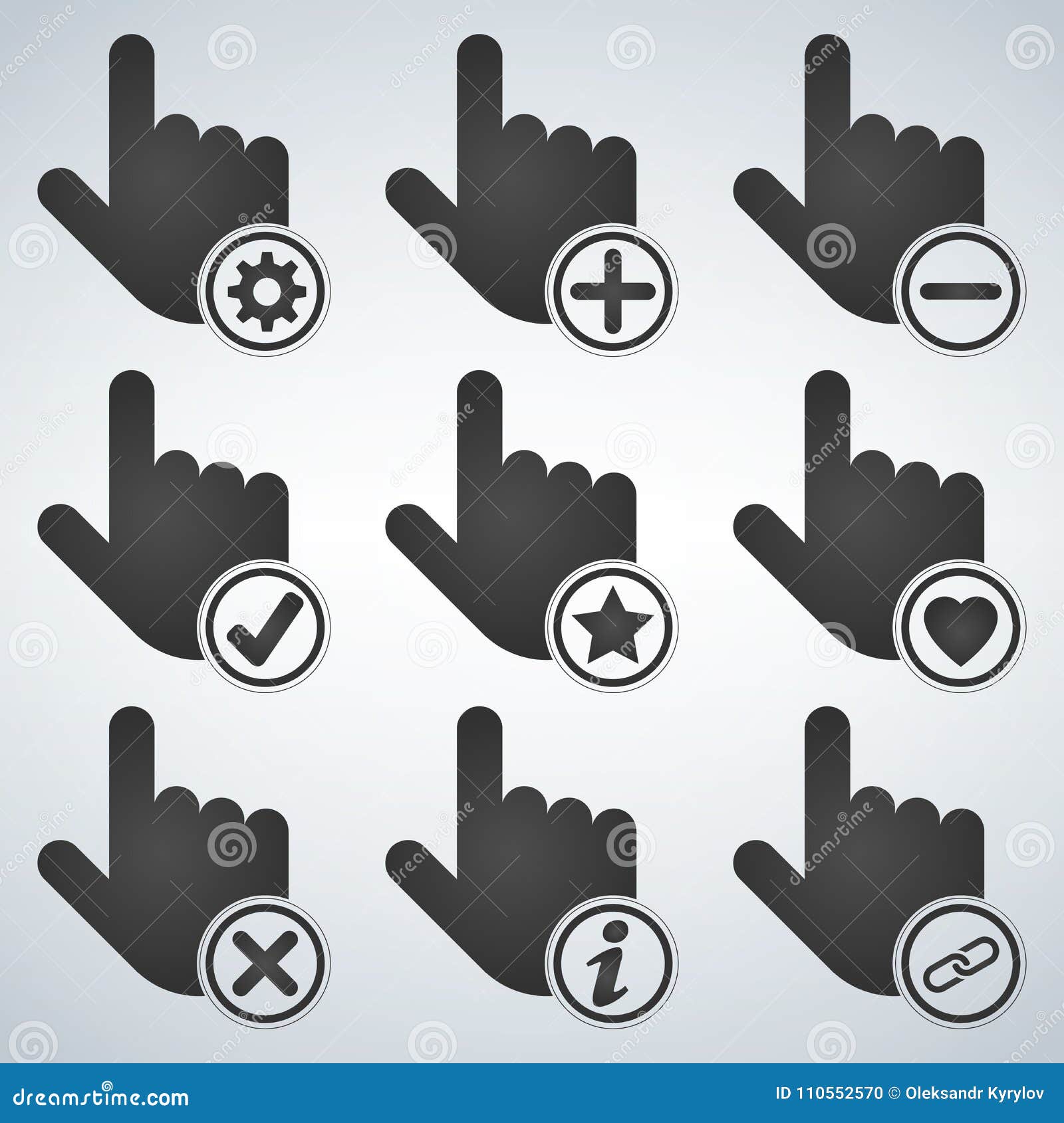 Vector Black Cursor Icon Set with Set of Icons in the Circle. Stock ...