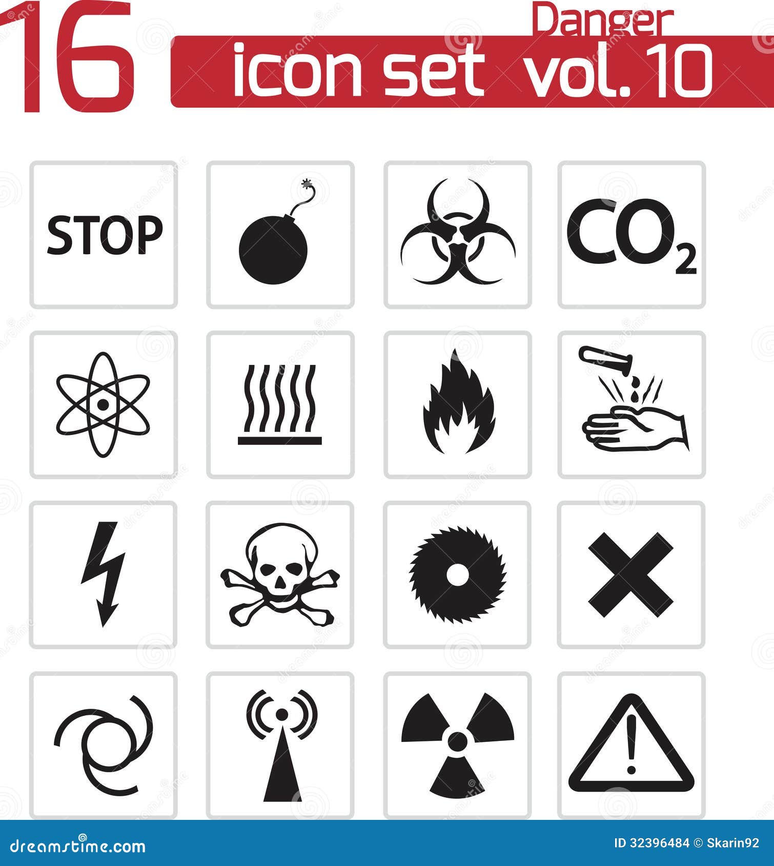 Vector black danger icons stock illustration. Illustration of chemical ...