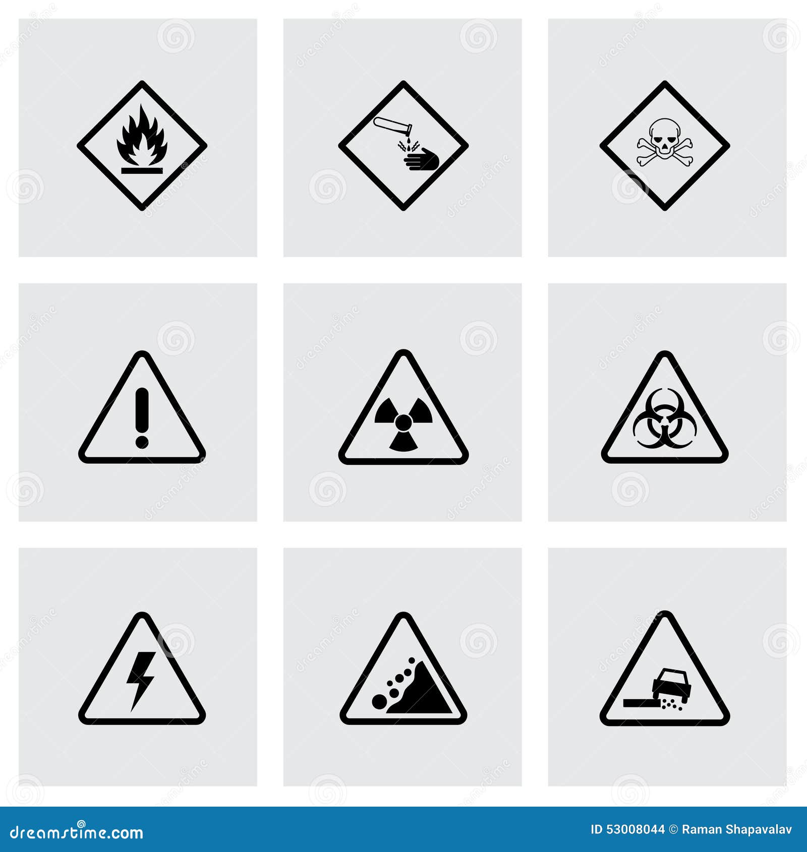 Vector Black Danger Icons Set Stock Vector - Illustration of bomb ...