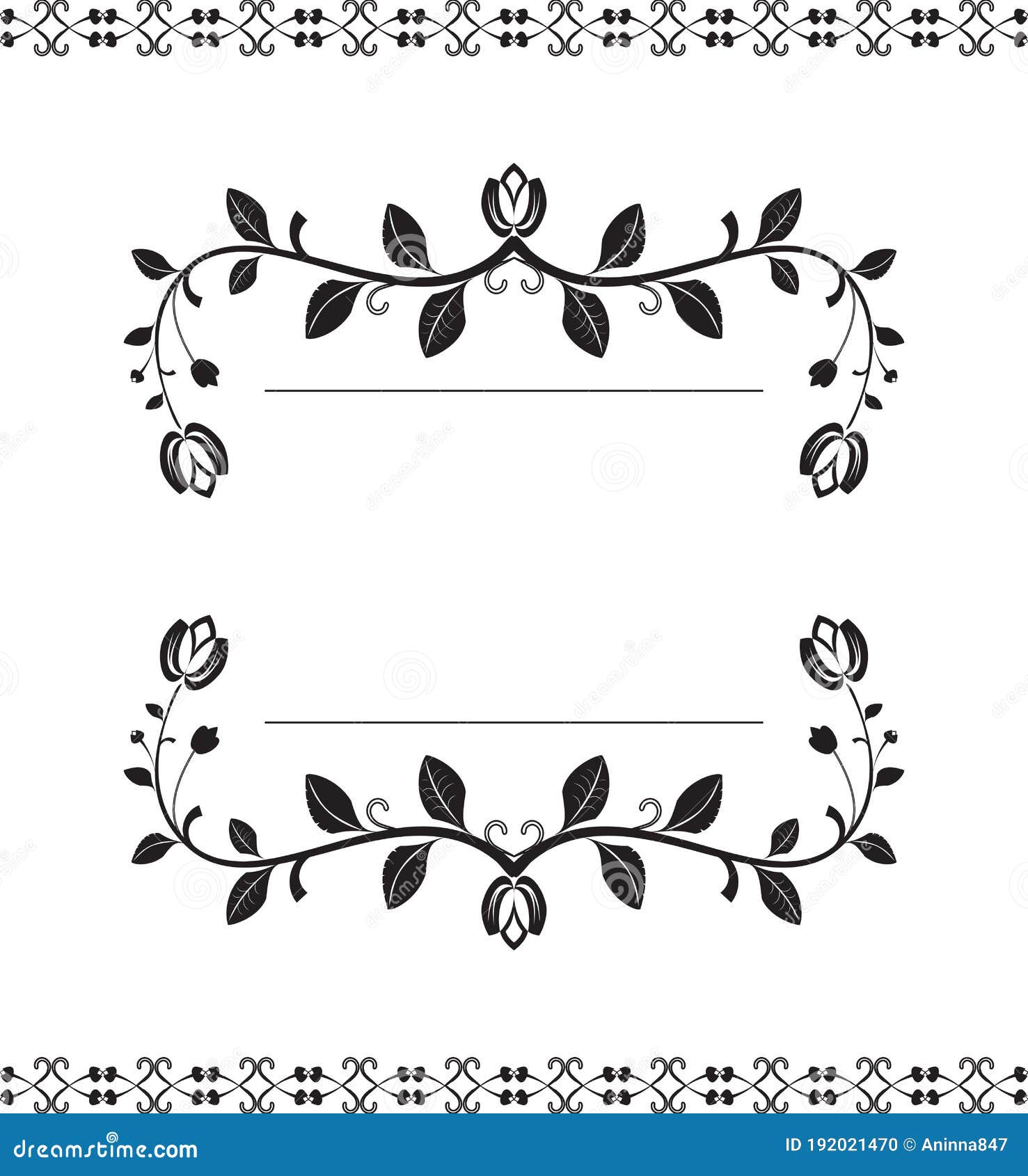 Vector Black Decorative Vertical Frame Border with Vintage Floral ...