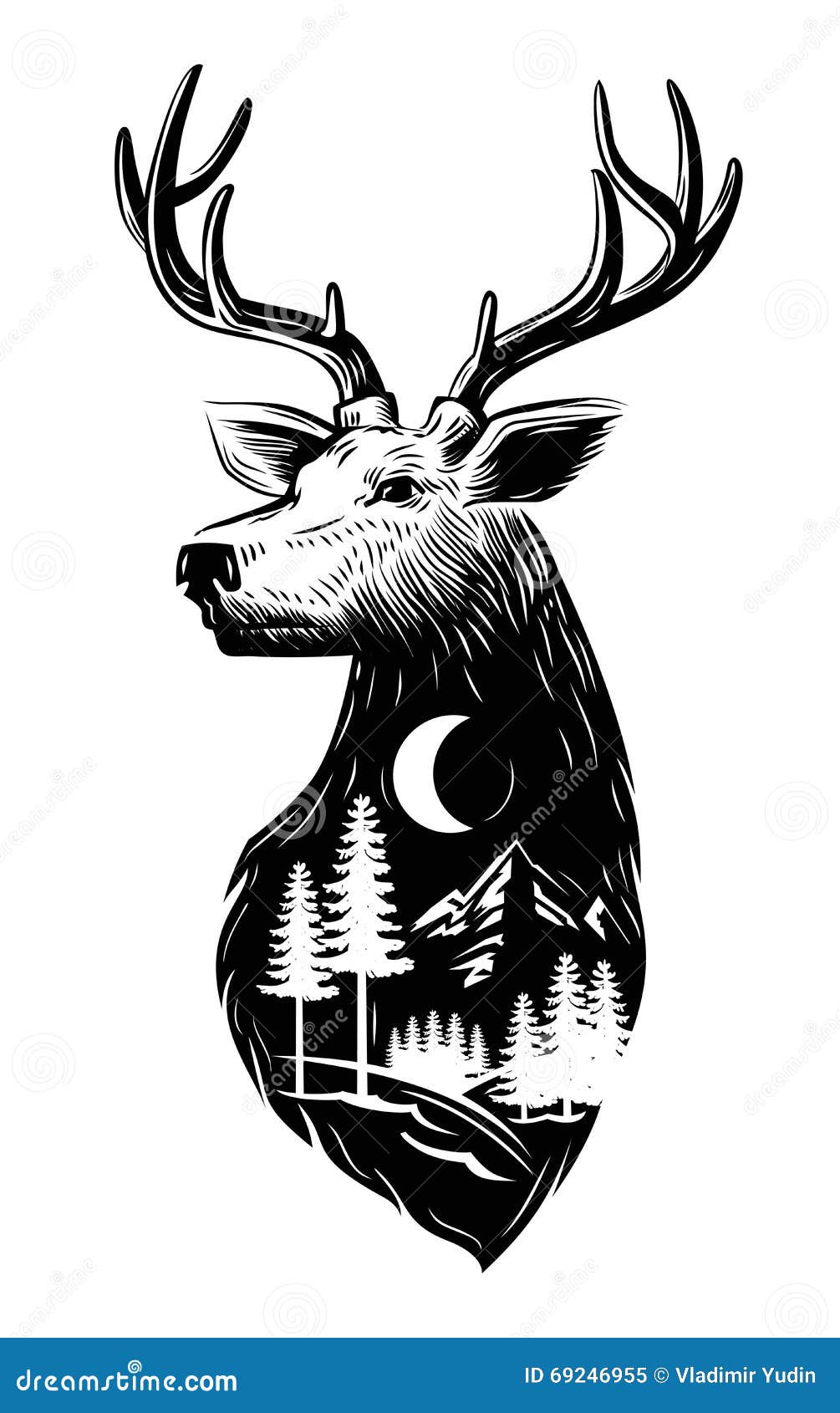 Black Deer Silhouette Vector On White Backdrop | CartoonDealer.com ...