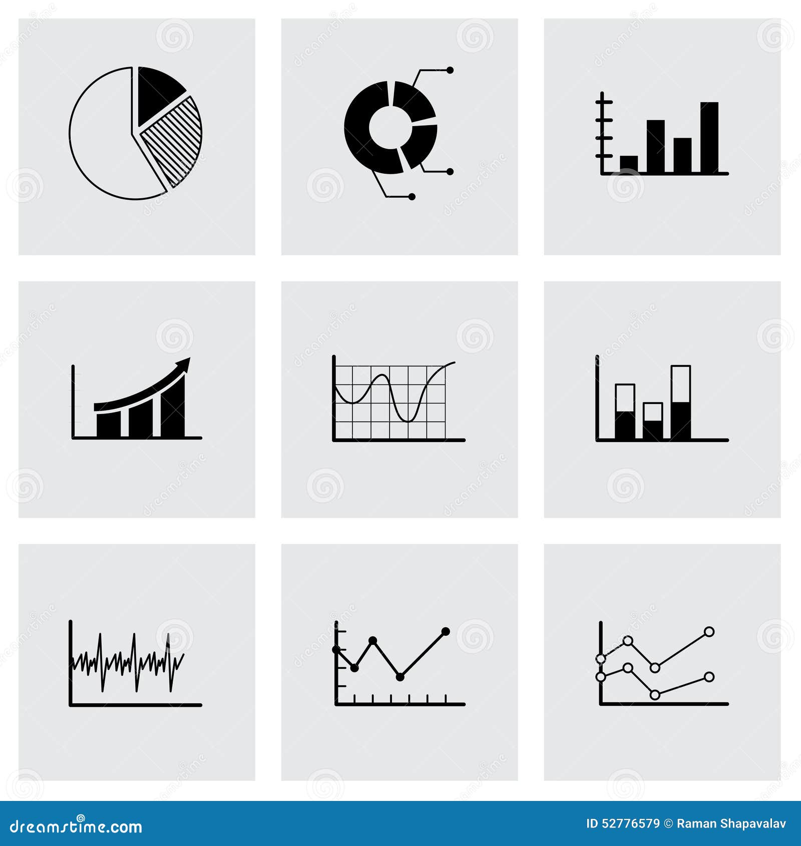 Vector Black Diagrams Icons Set Stock Vector - Illustration of symbol ...