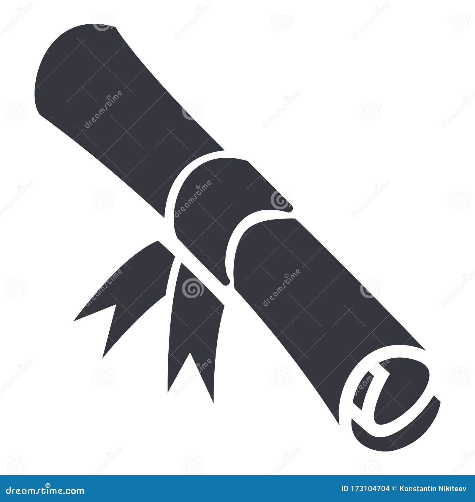 Vector Black Silhouette Icon - Diploma Scroll Stock Vector ...