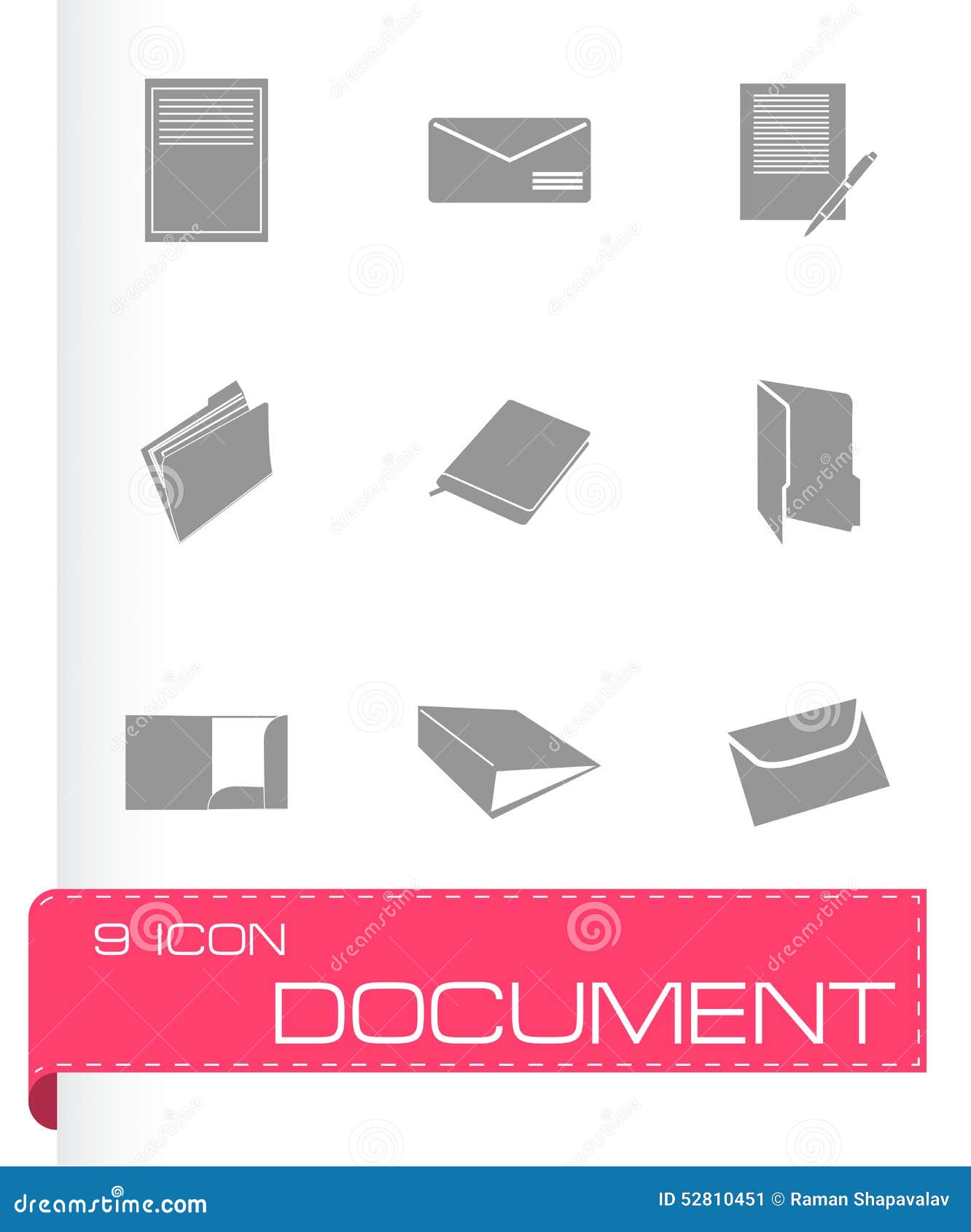 Vector Black Document Icons Set Stock Vector - Illustration of search ...