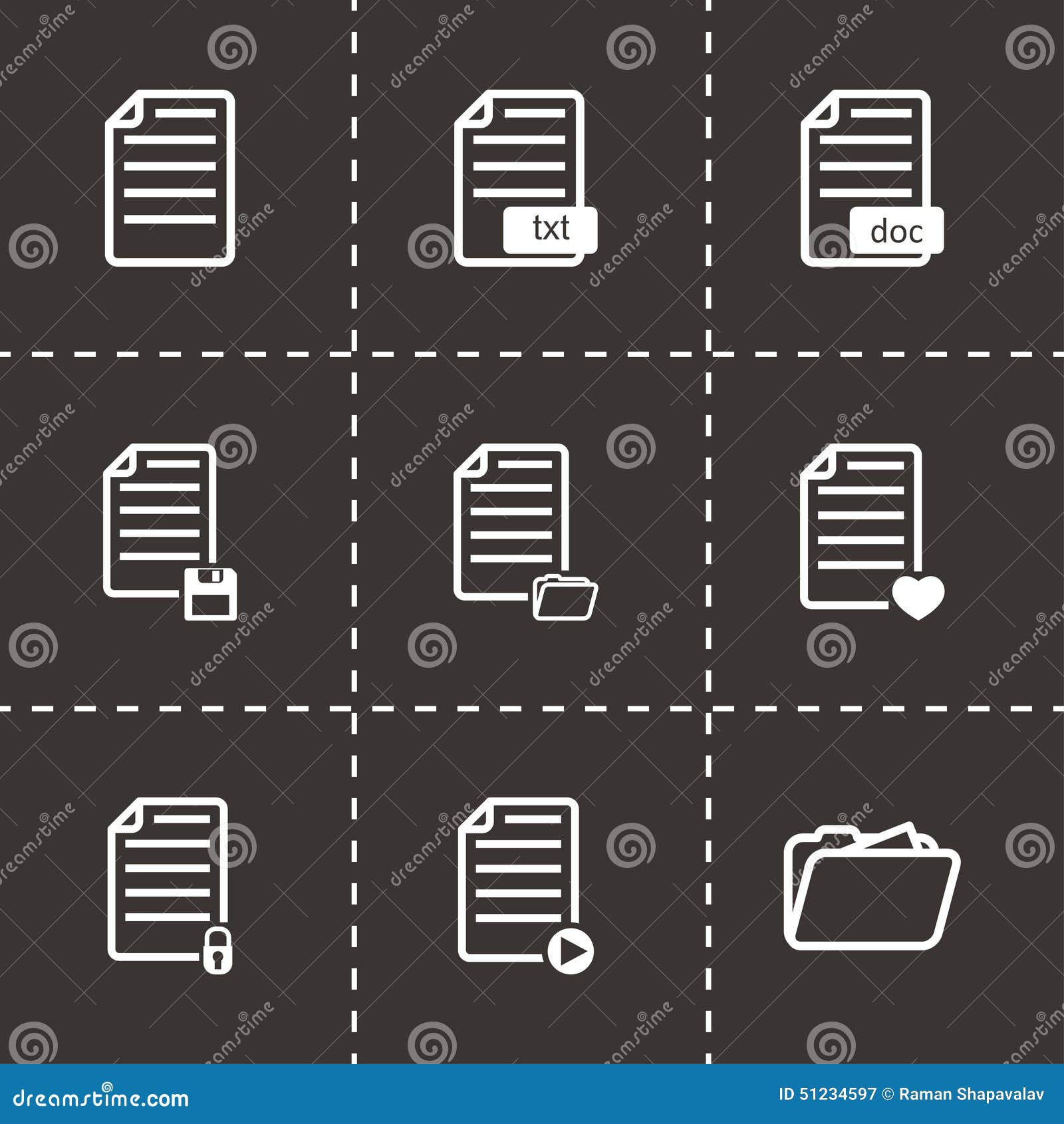 Vector Black Documents Icon Set Stock Vector - Illustration of document ...