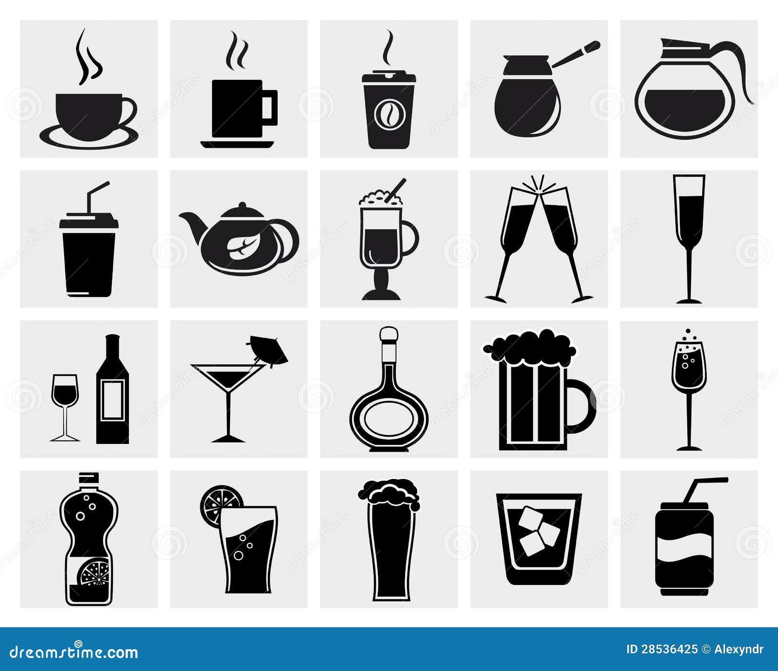 Vector Black Drinks & Beverages Icons Set Stock Vector - Illustration ...