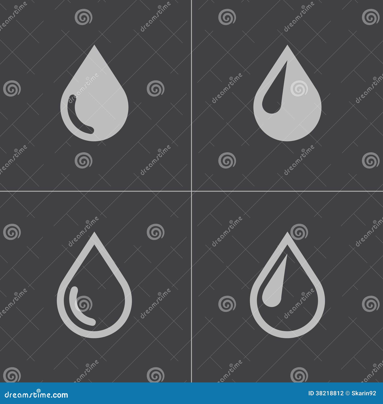 Vector Black Drop Icons Set Stock Illustration - Illustration of ...